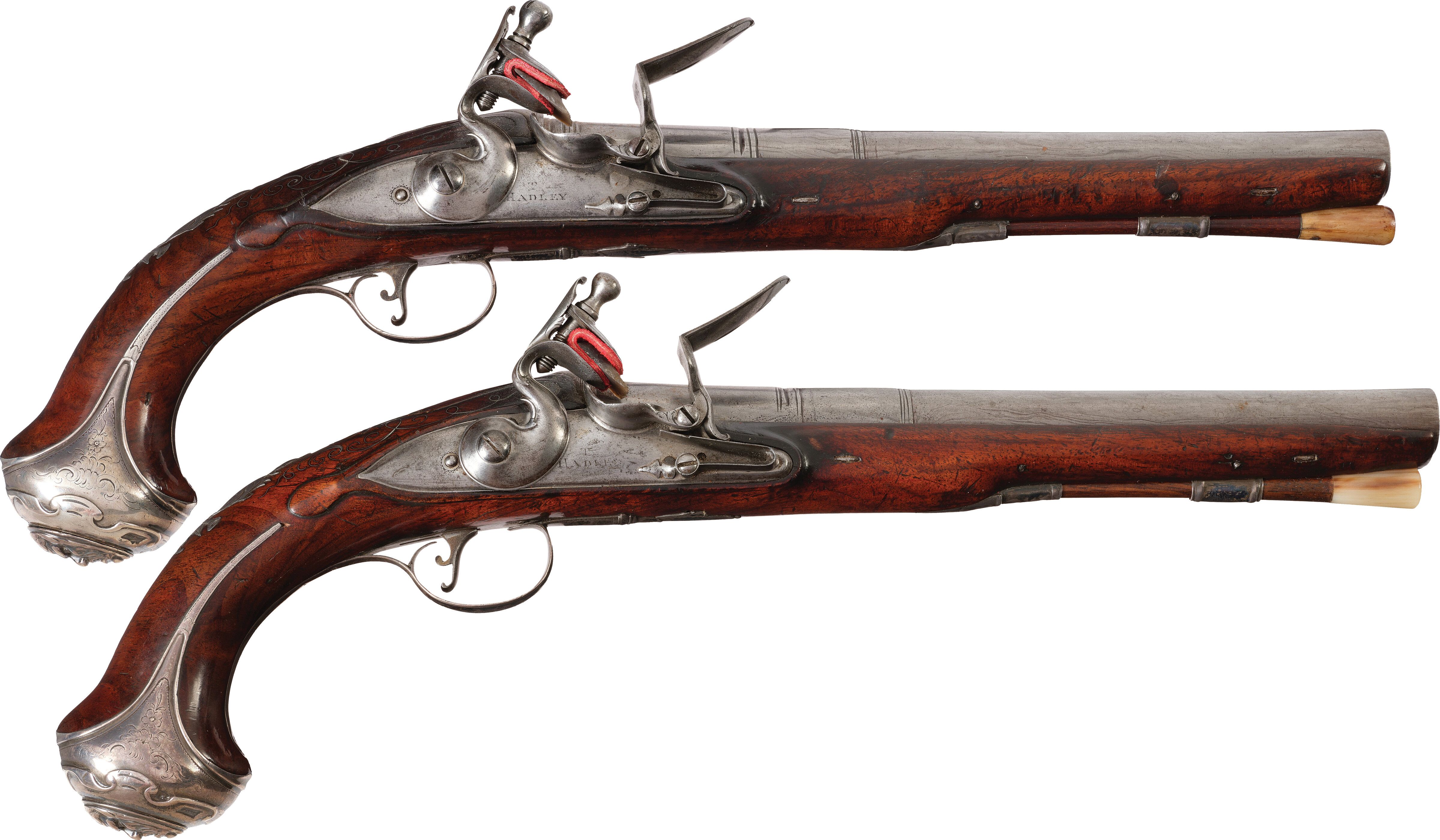 Pair of British Flintlock Officer's Pistols by Thomas Hadley | Rock ...