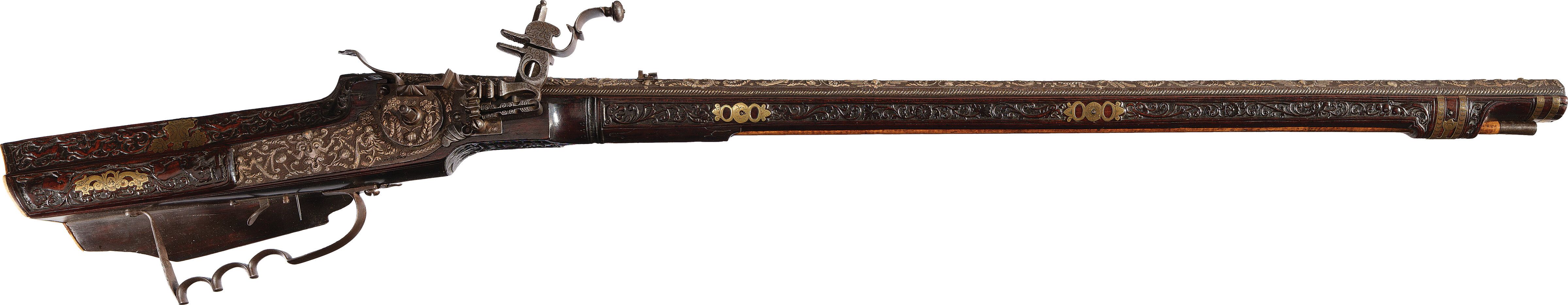 Relief Carved and 17th Century Austrian Wheellock Sporting Rifle | Rock ...