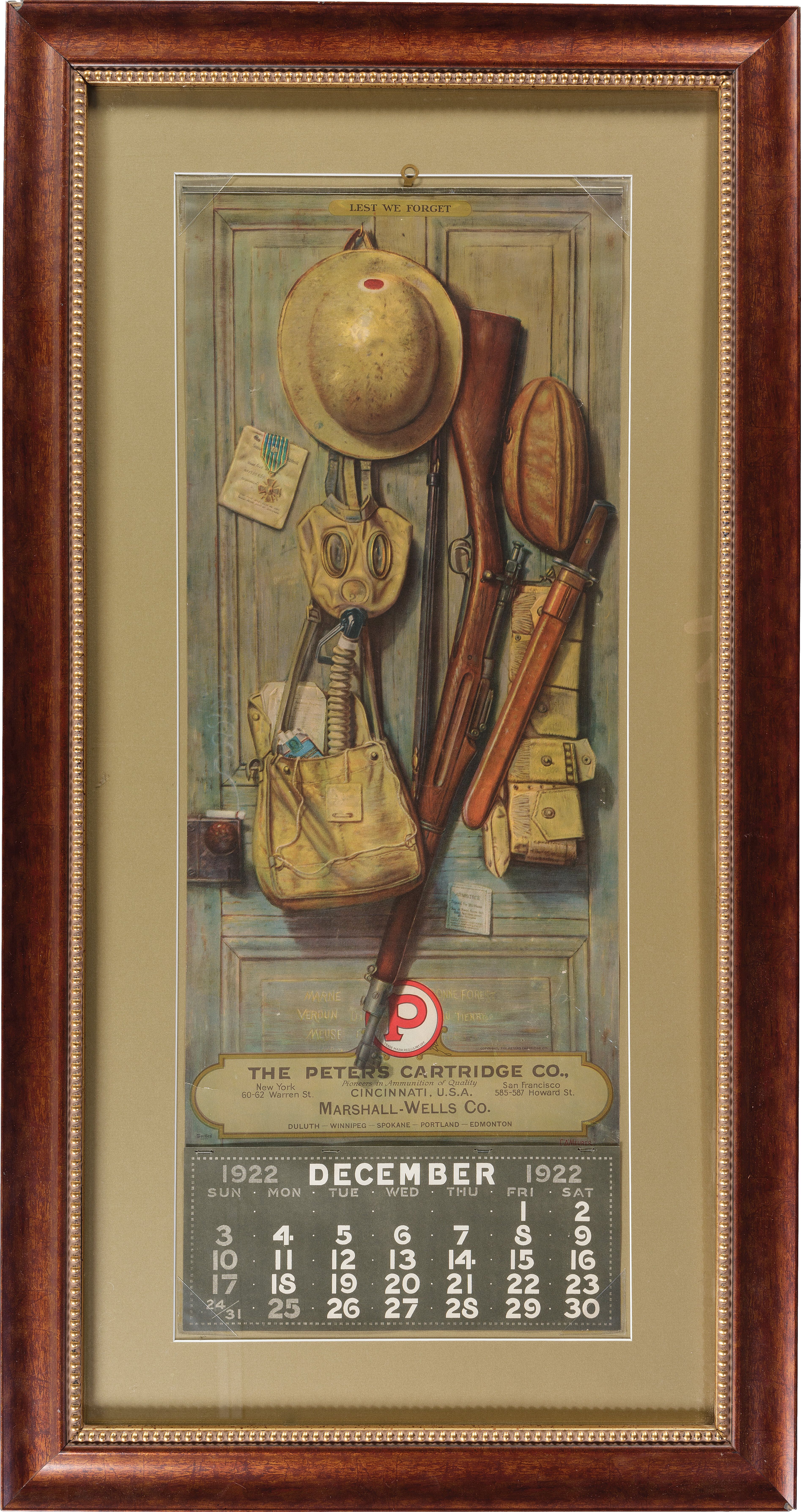 1922 WWI Remembrance Peters Cartridge Co. Calendar | Rock Island Auction