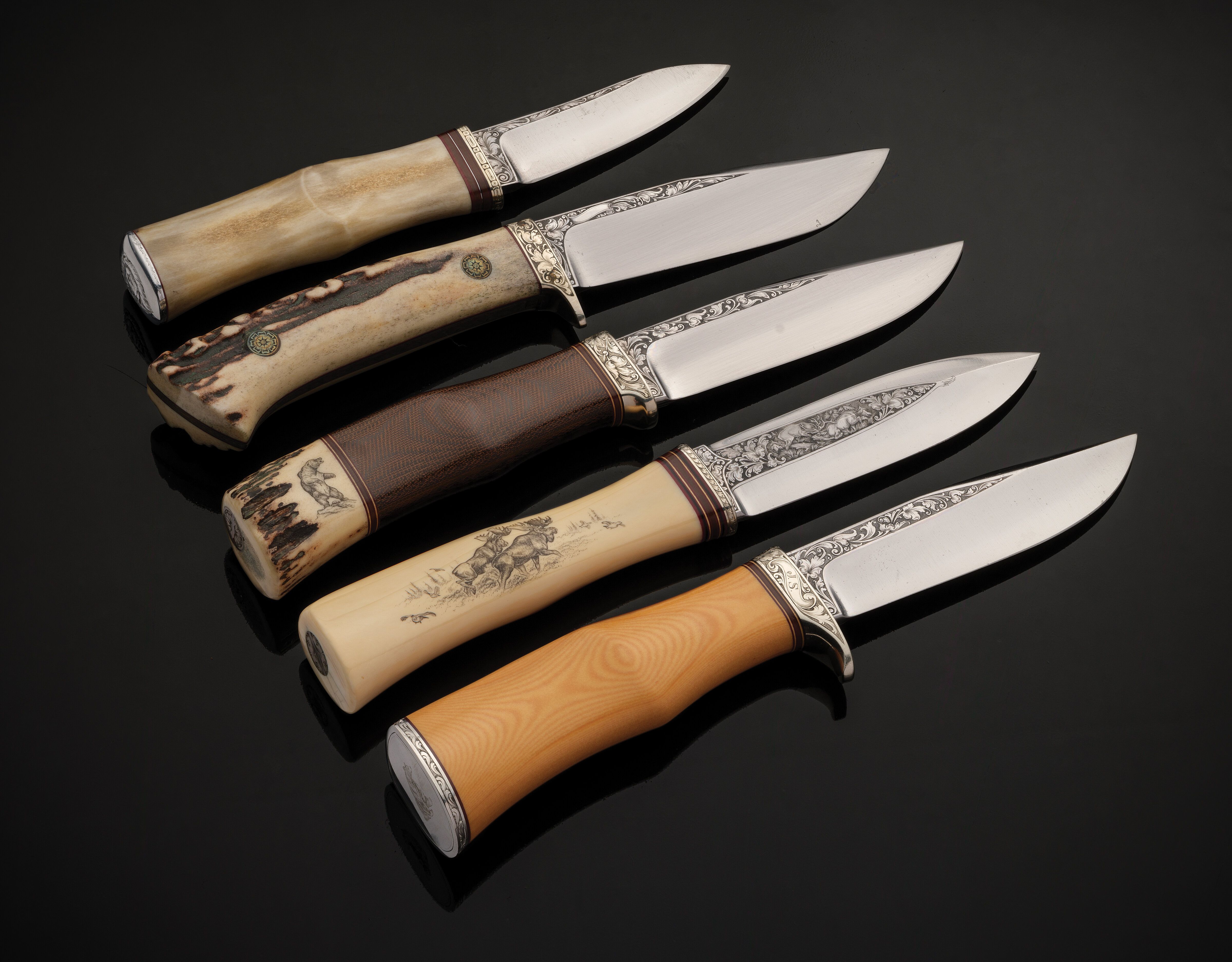 Five Winston Churchill Engraved Sporting Knives | Rock Island Auction