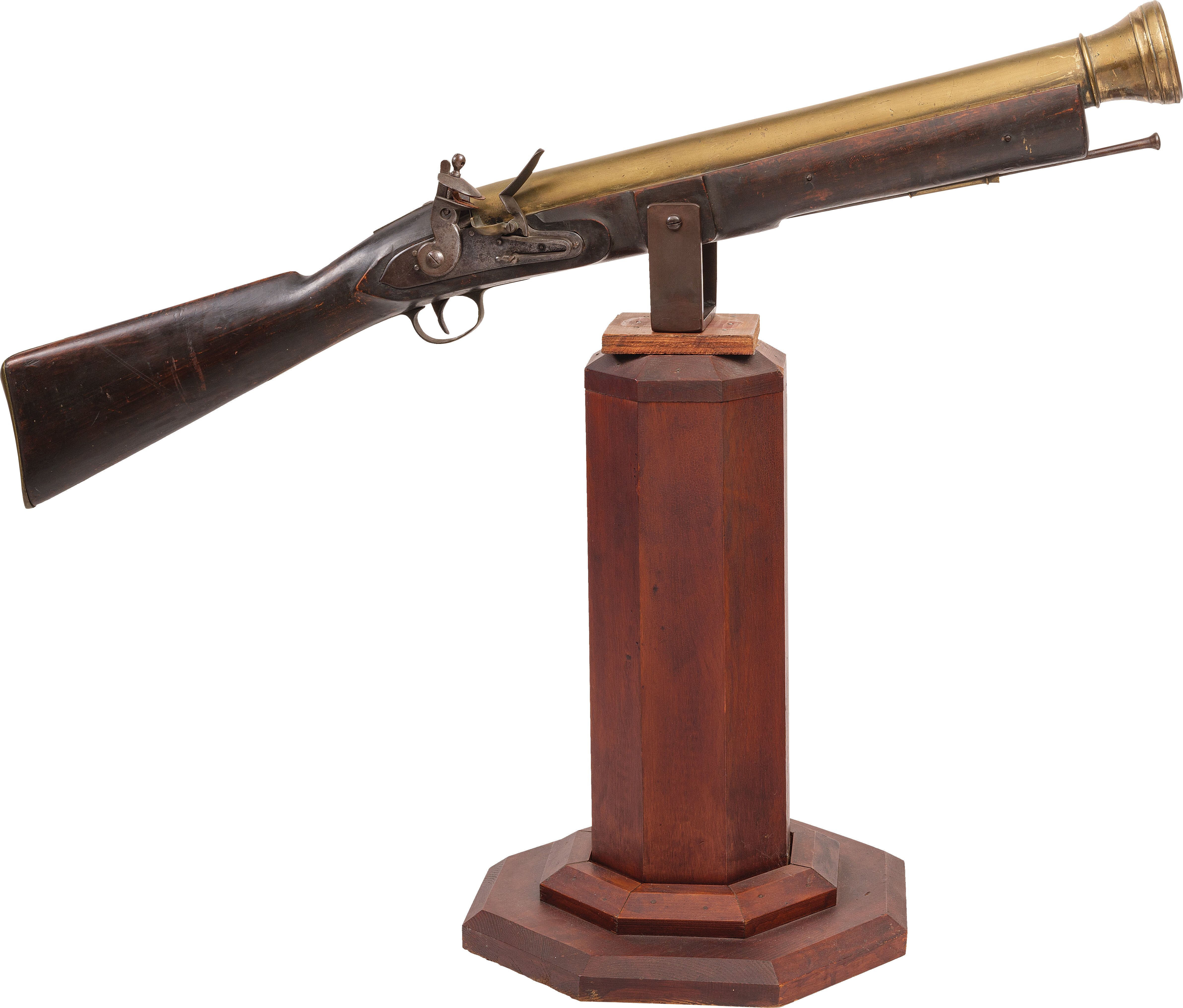 British Brass Barrel Flintlock Blunderbuss/Swivel Gun with Stand | Rock ...