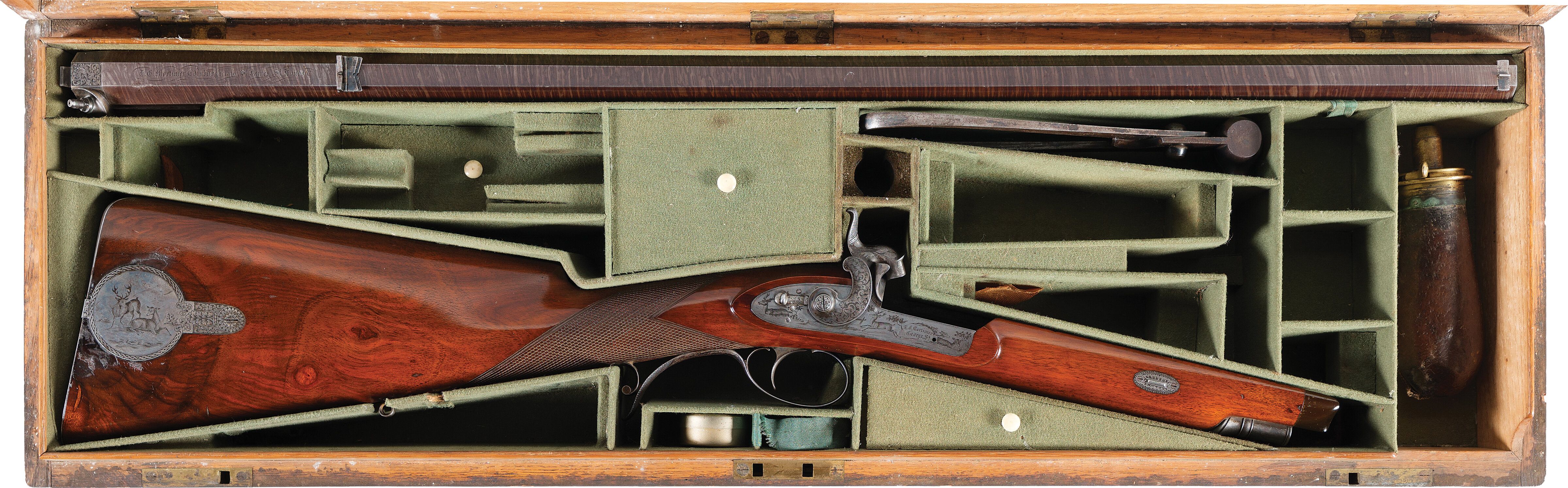 Cased T.E. Mortimer Half-Stock Percussion Belted Ball Rifle | Rock ...