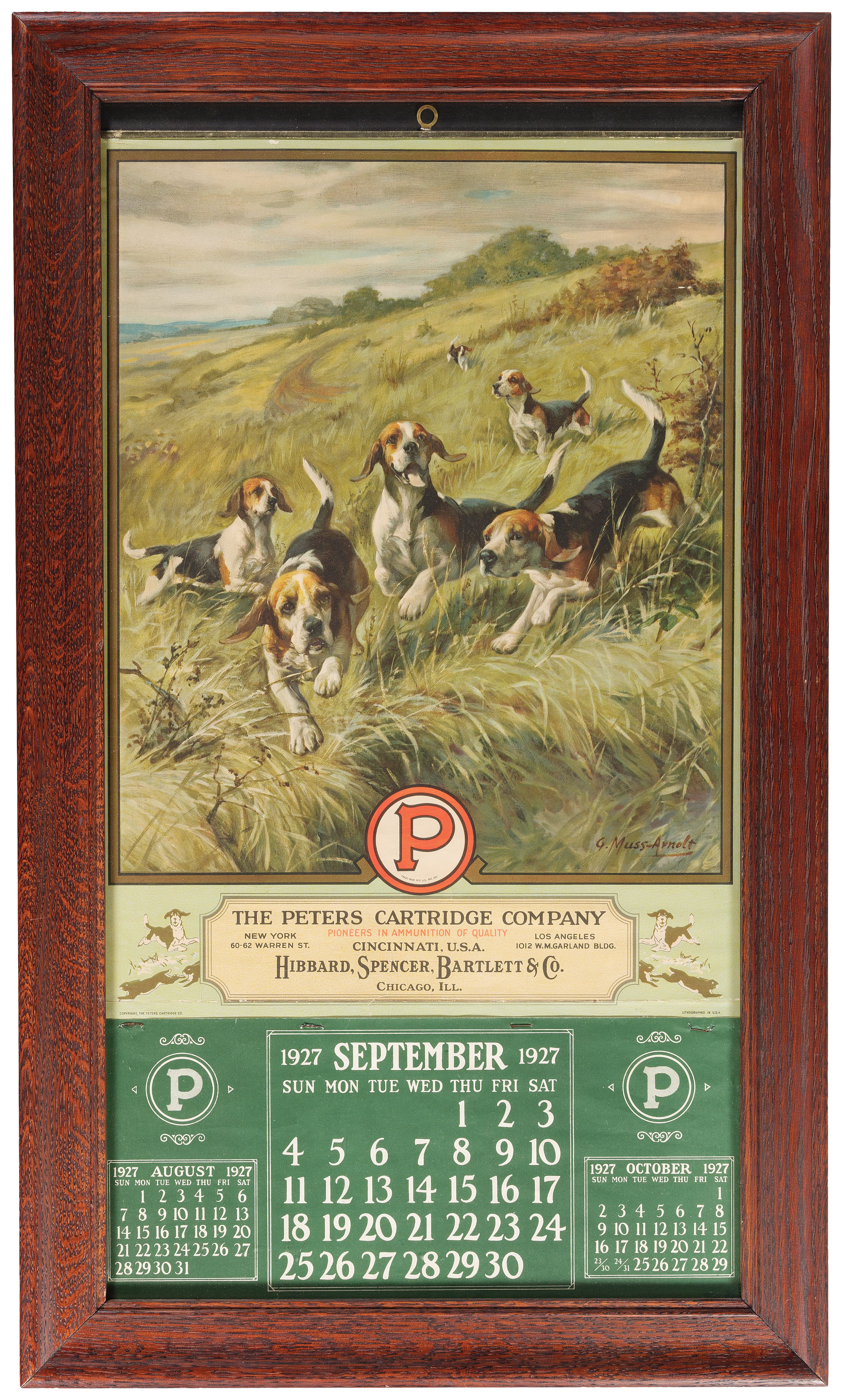 Framed 1927 Peters Cartridge Co. Advertising Calendar | Rock Island Auction