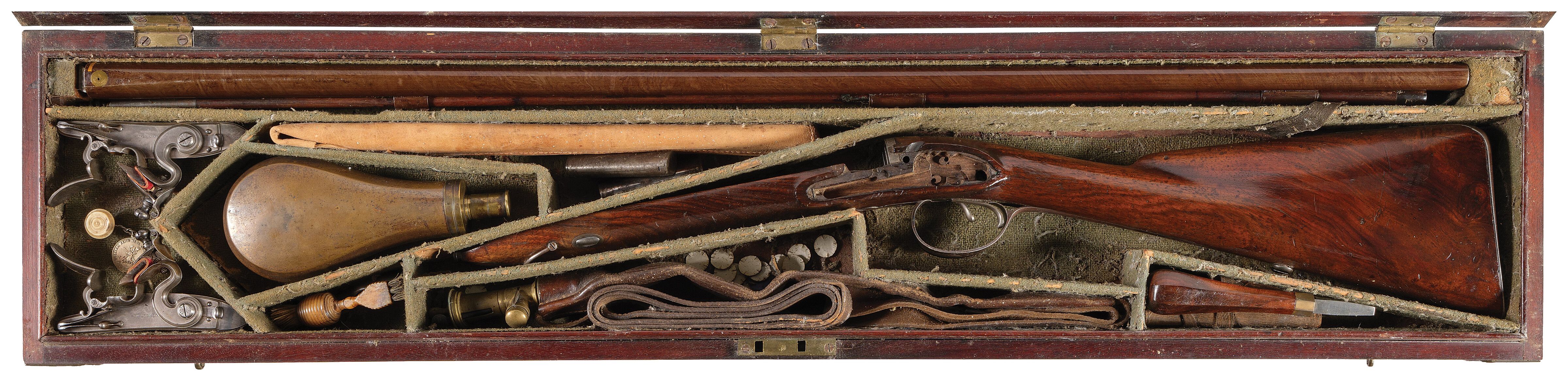 Cased Engraved John Manton Flintlock Double Barrel Shotgun | Rock ...