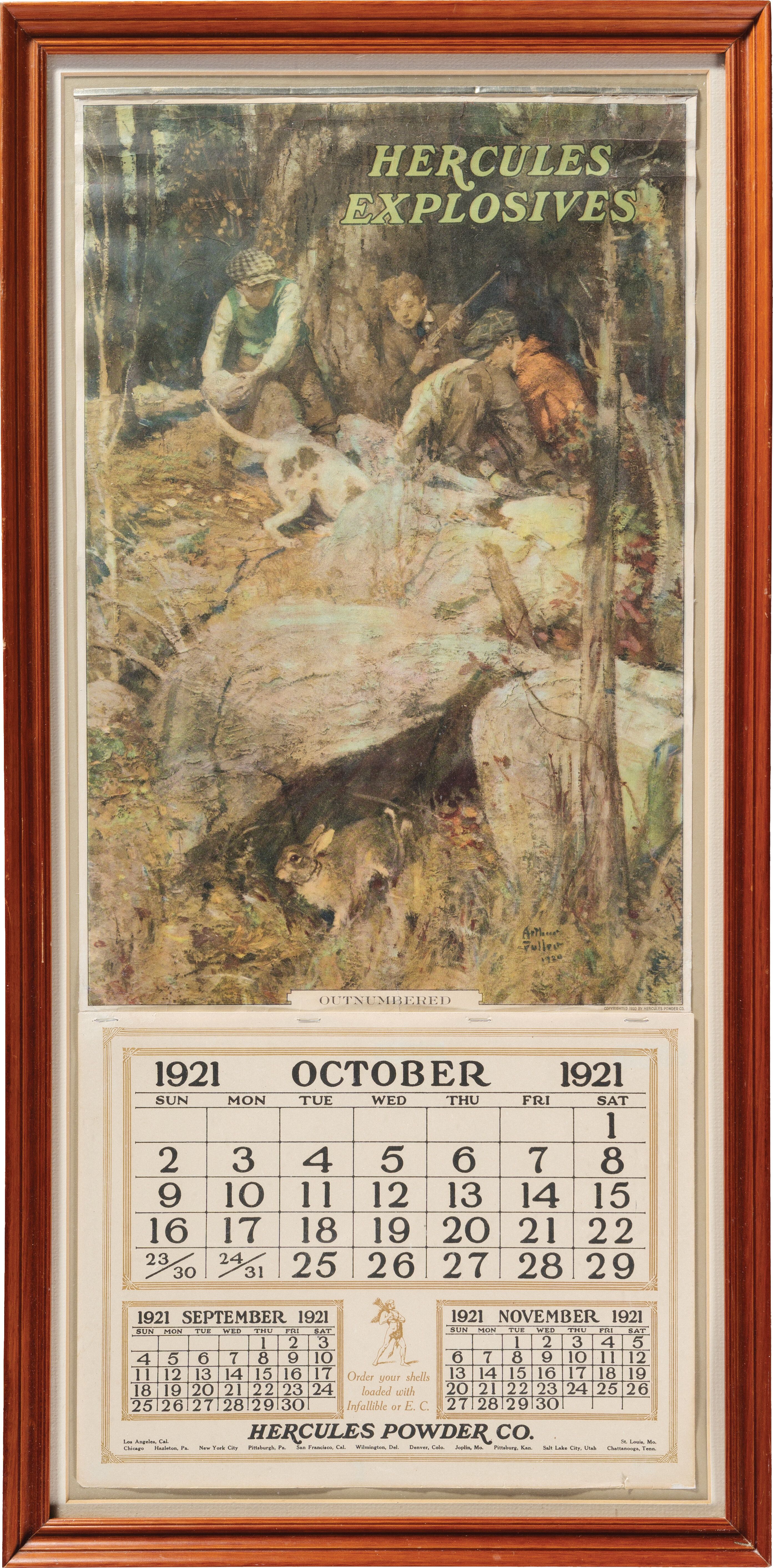 Framed 1921 Hercules Powder Co. Calendar by Arthur Fuller | Rock Island ...