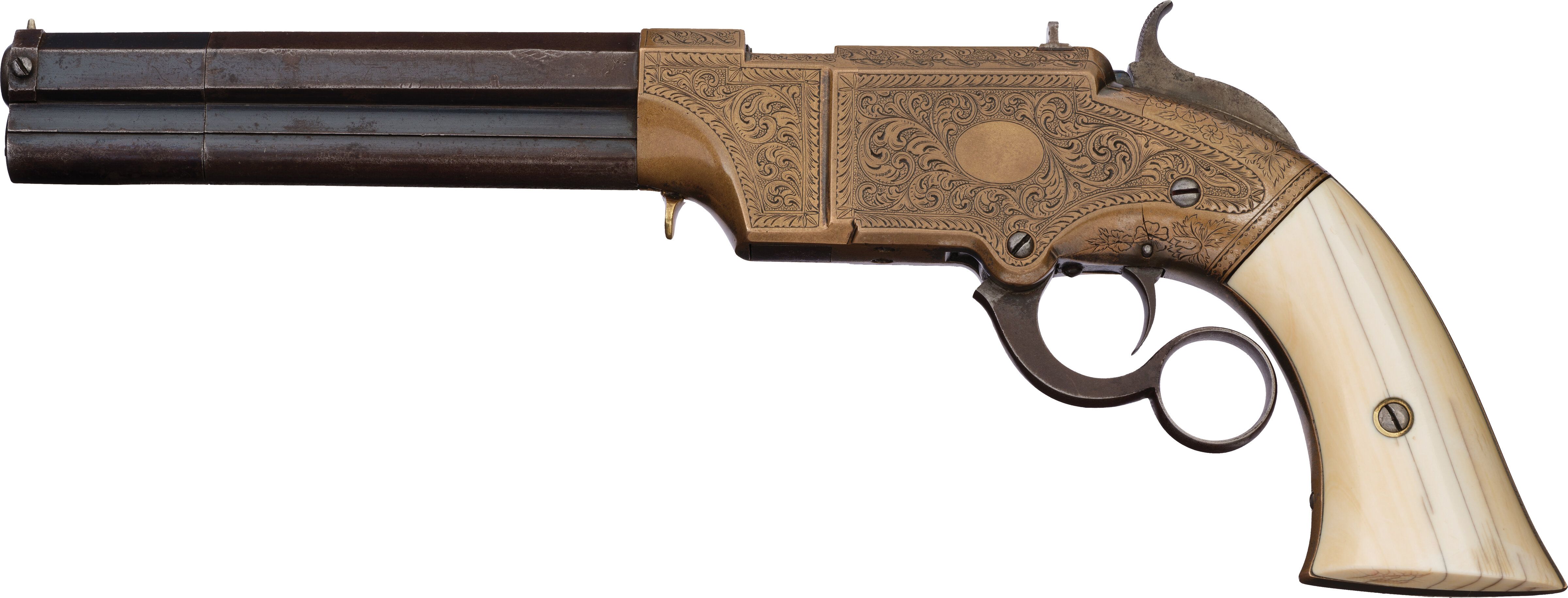 Engraved Silver-Plated Volcanic Repeating Arms Co. Navy Pistol | Rock ...