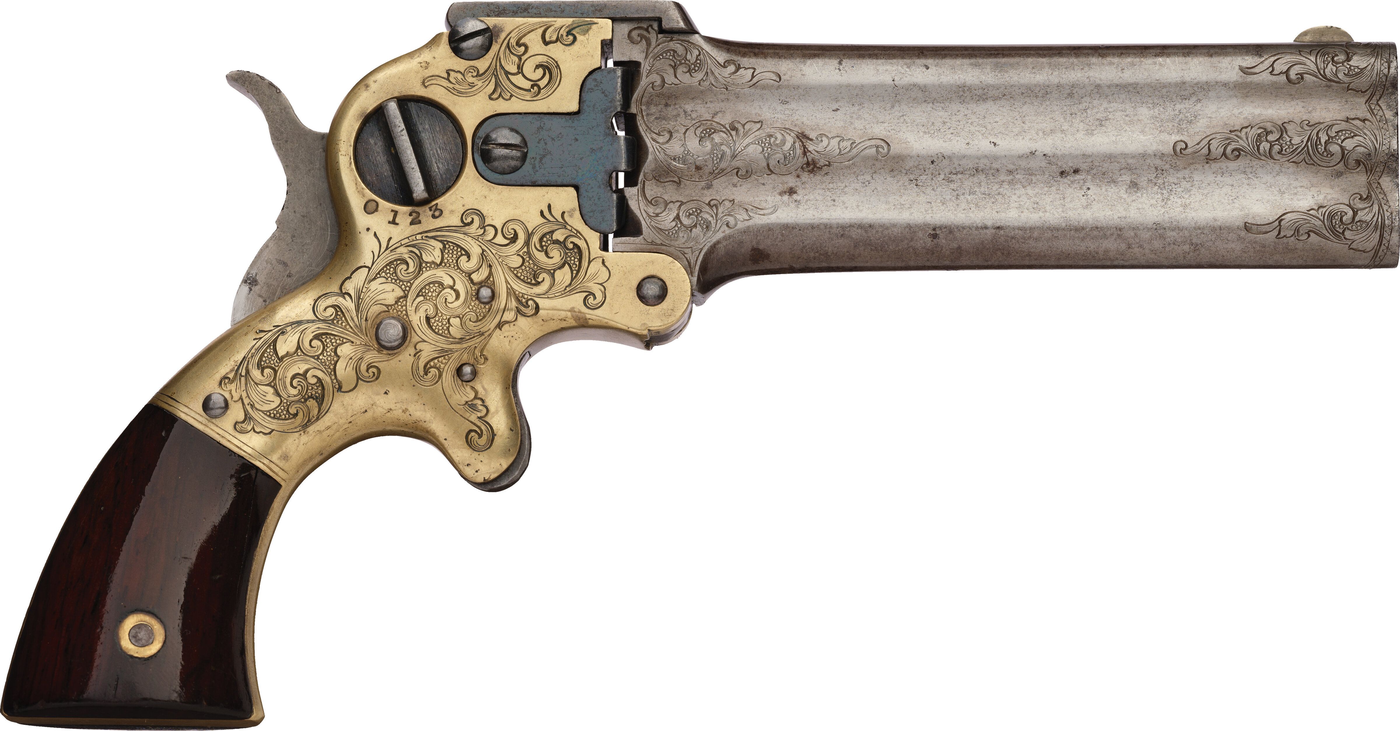 Engraved W. W. Marston Superposed Three-Barrel Derringer | Rock Island ...