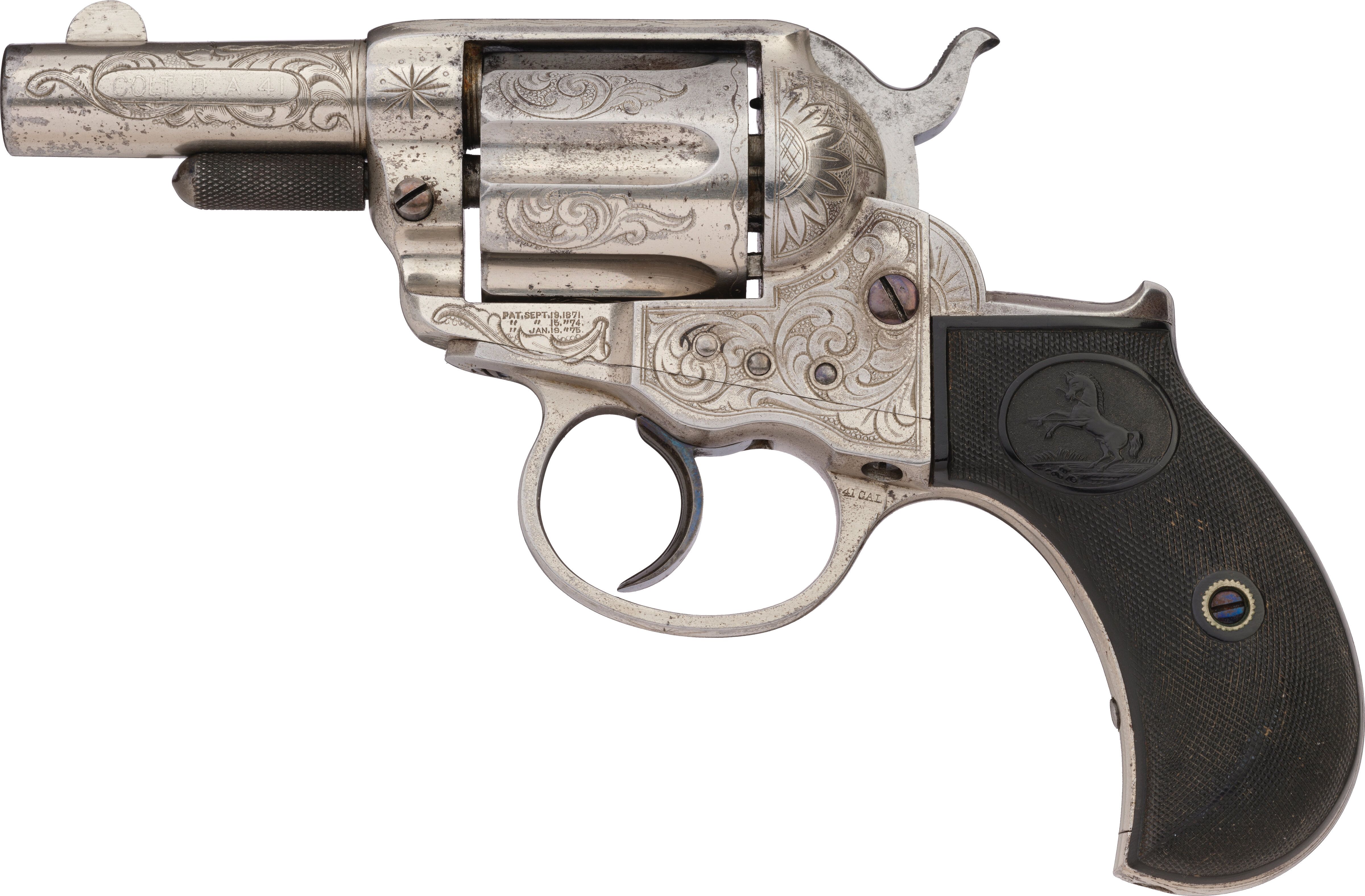 Factory Engraved Antique Colt Sheriff's 1877 Thunderer Revolver | Rock ...
