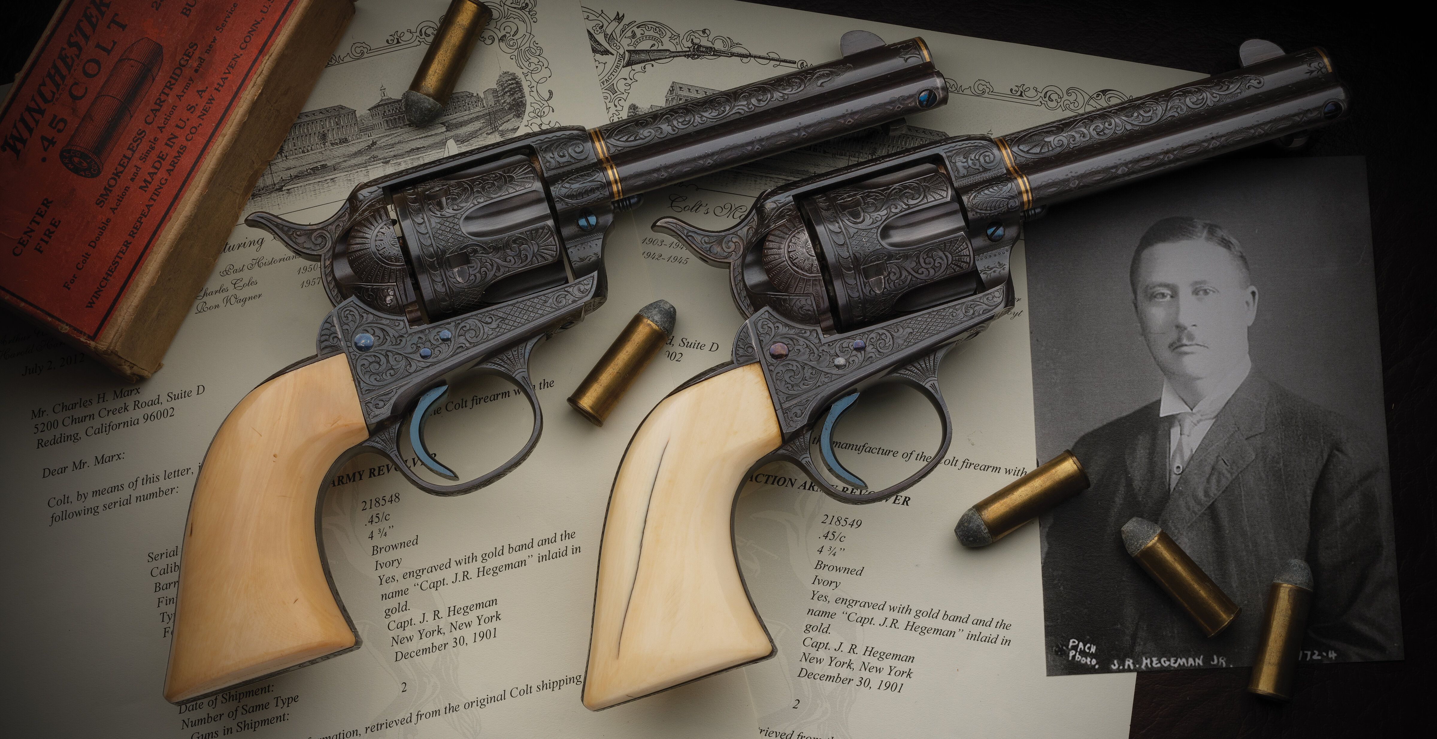Pair of Engraved & Gold Inlaid Colt Single Action Army Revolvers | Rock ...