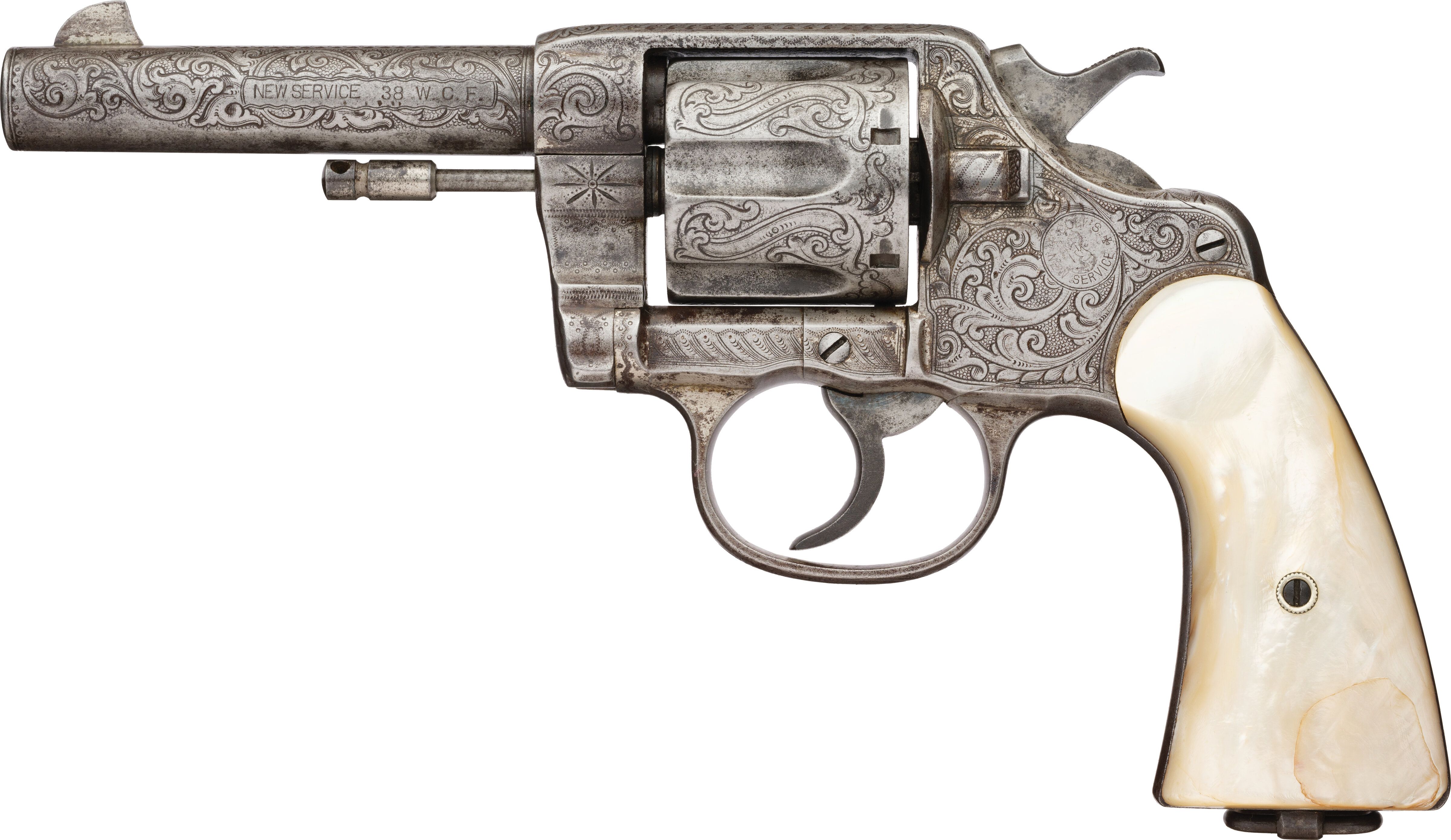 Factory Engraved Colt New Service Revolver with Pearl Grips | Rock ...