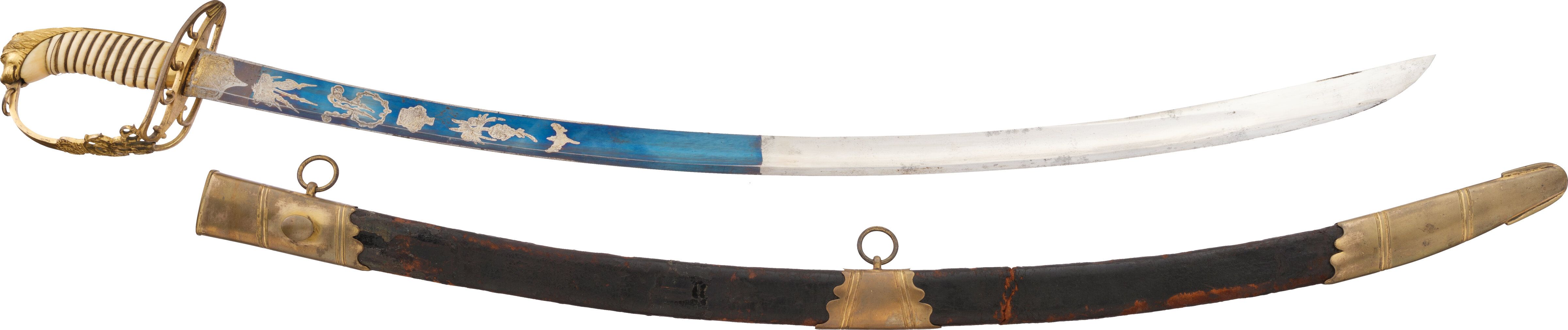 Ornate Etched Blade Lion Head Pommel British Officer's Saber | Rock ...