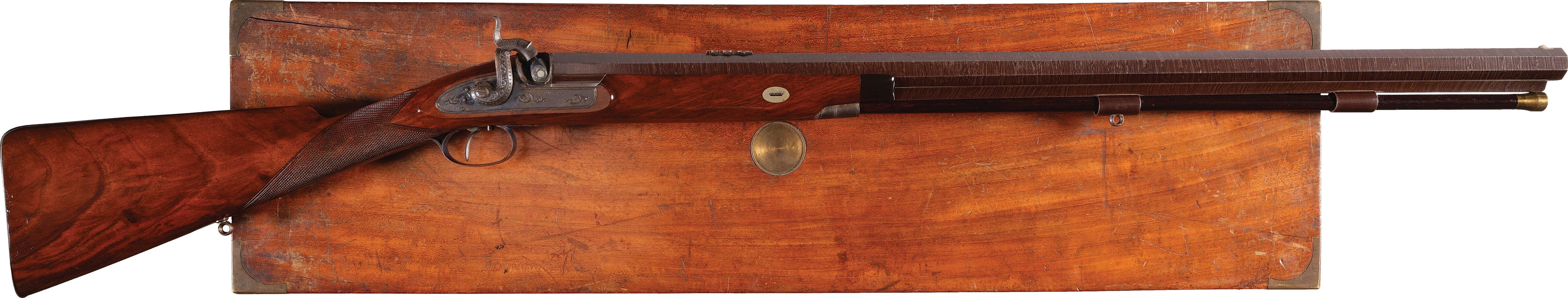 Cased Engraved D. Leonard Percussion Rifle | Rock Island Auction