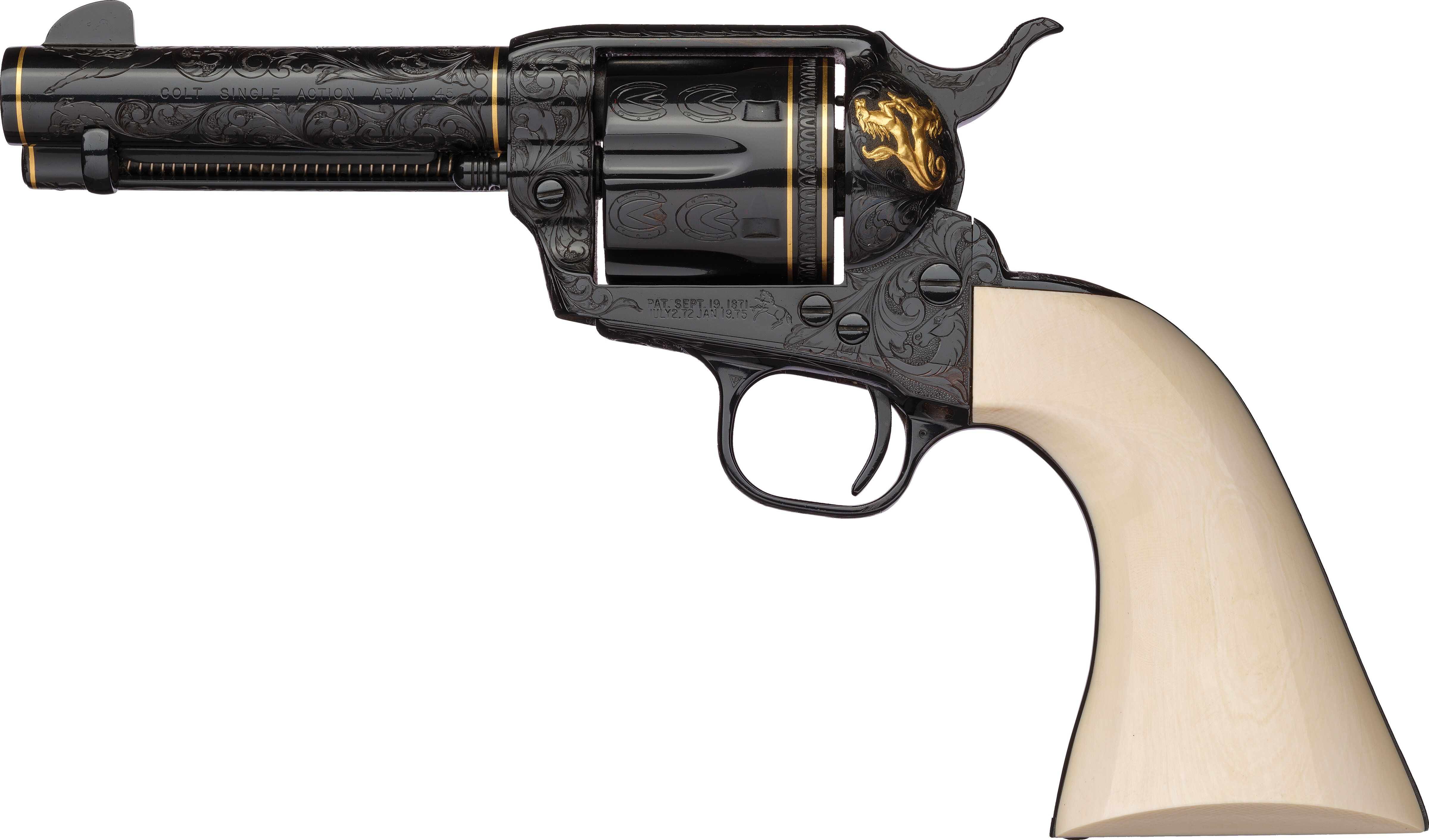 Colt Factory Engraved, Gold Inlaid Single Action Army Revolver | Rock ...