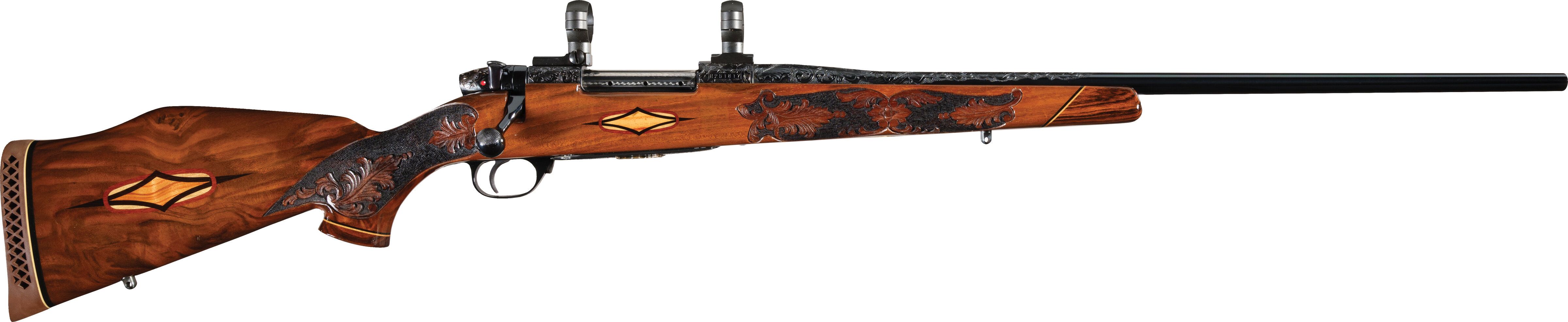 Engraved and Gold Inlaid Weatherby Crown Grade Mark V Rifle | Rock ...