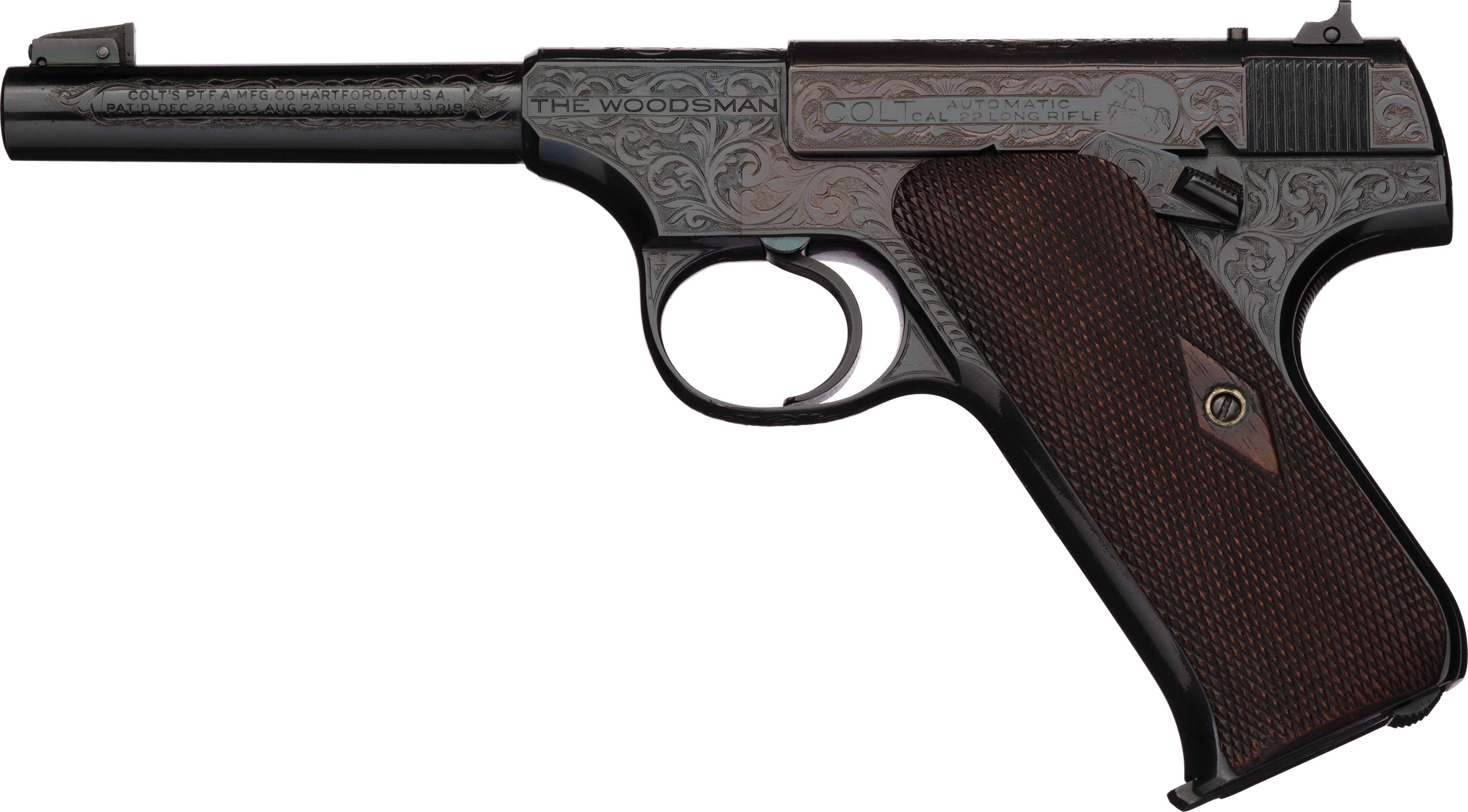 Engraved Colt Woodsman Pistol with Factory Letter and Holster | Rock ...