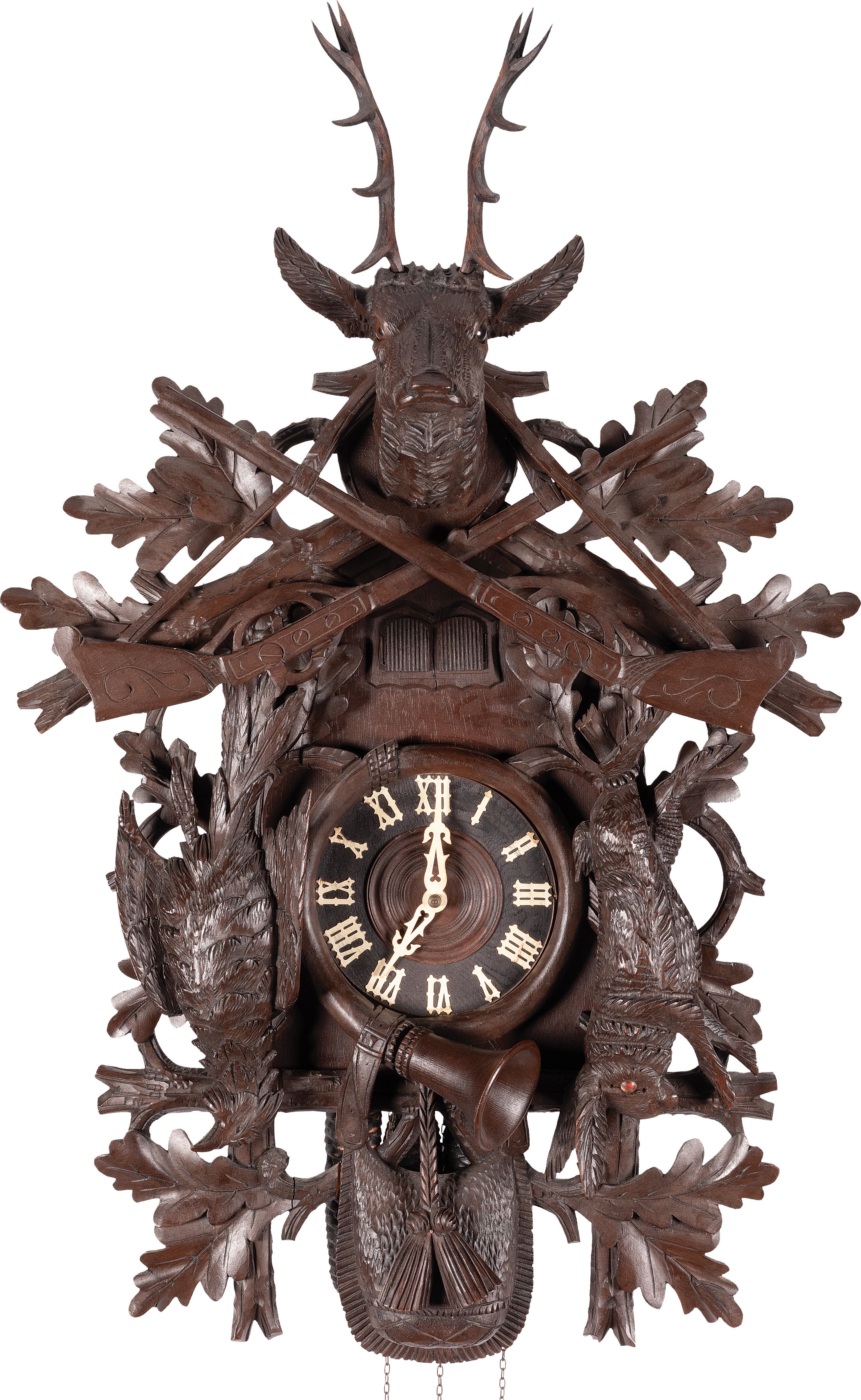 Elaborate German Black Forest Hunting Themed Cuckoo Clock | Rock Island ...