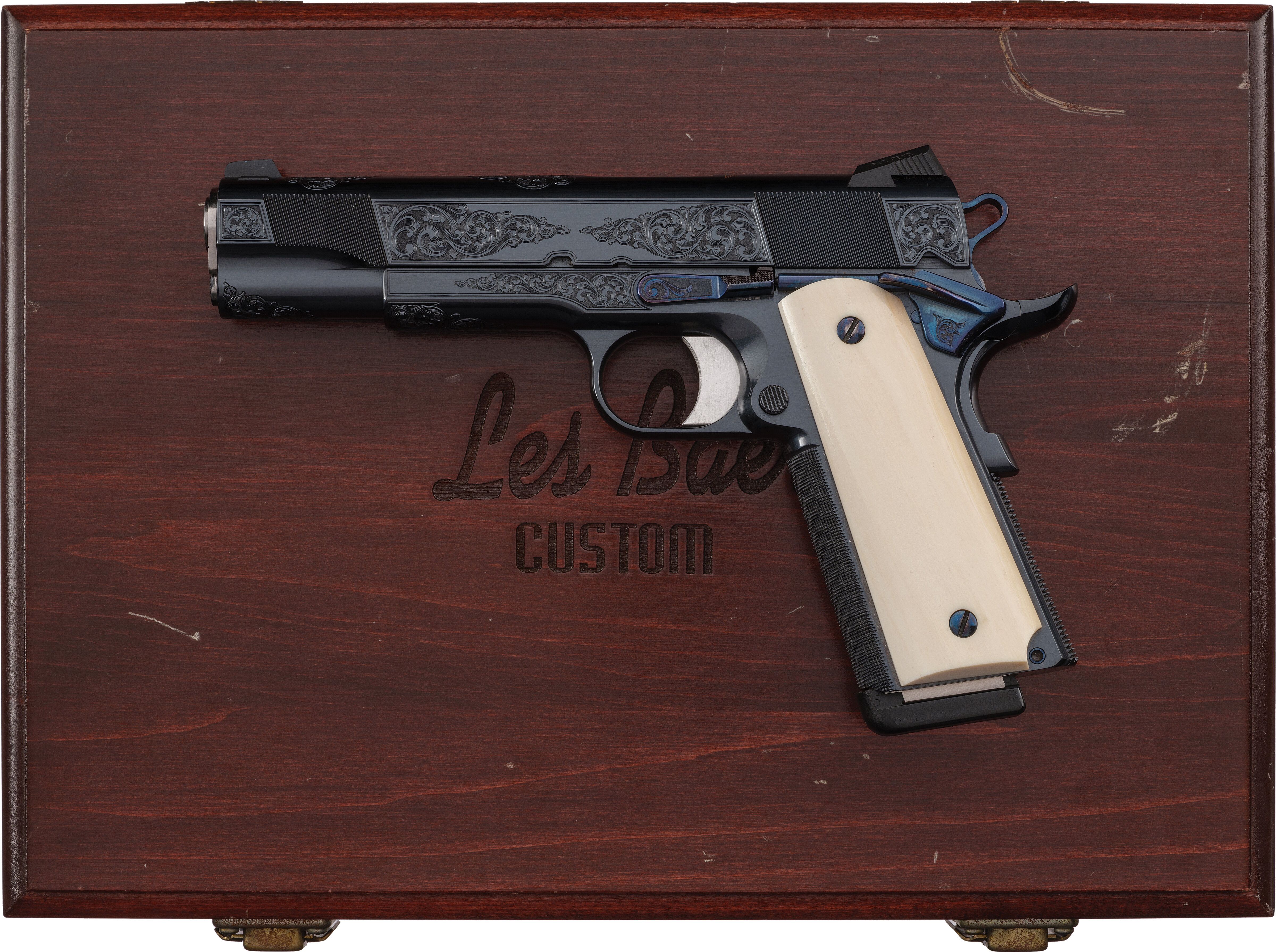 Engraved and Gold Inlaid Les Baer 1911 Presentation Pistol | Rock ...