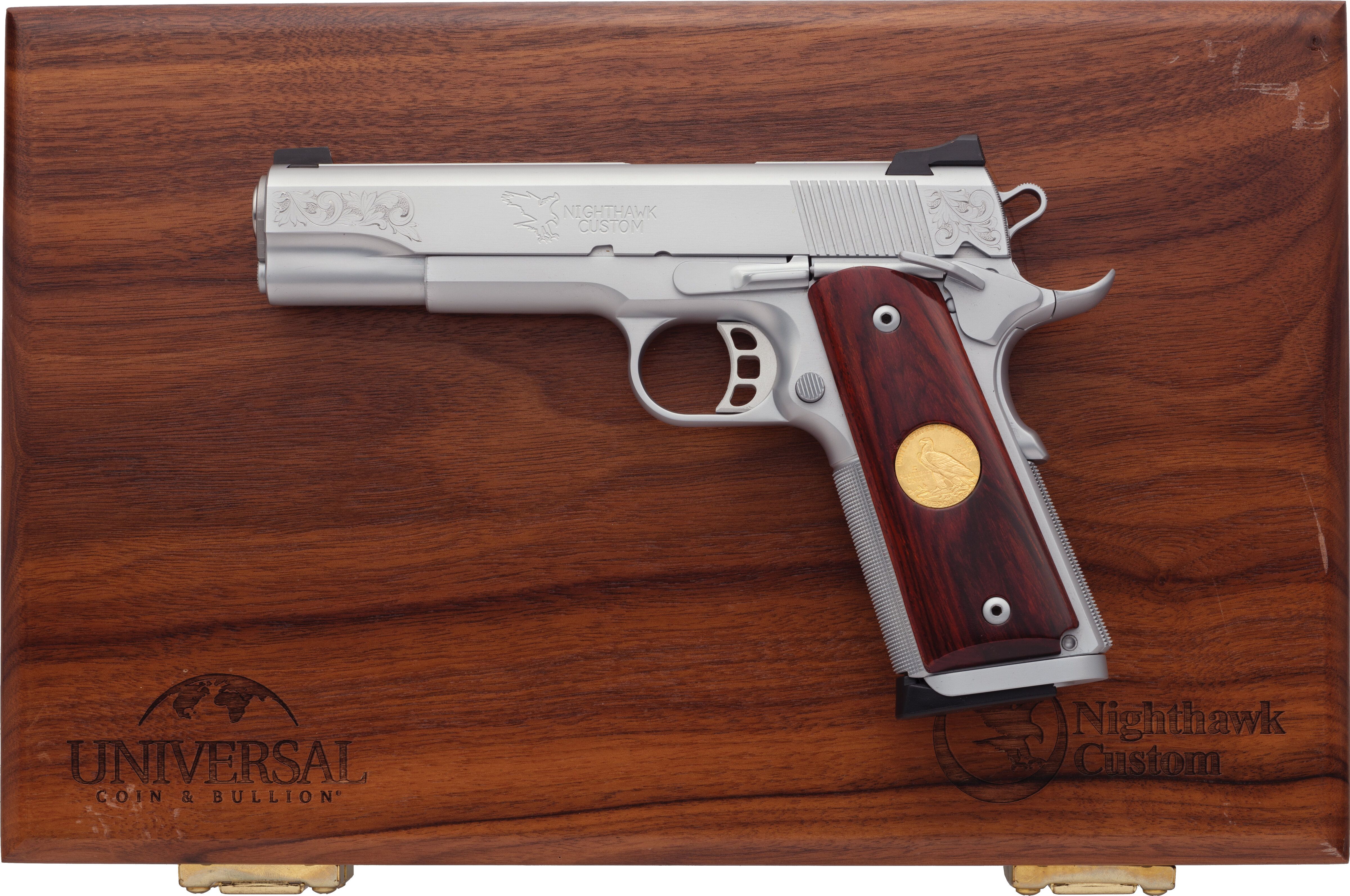Nighthawk Custom/Universal Coin & Bullion Engraved M1911 Pistol | Rock ...