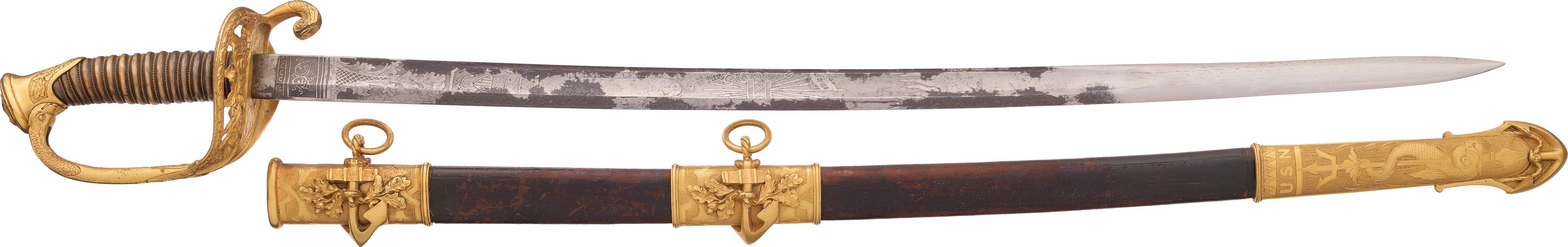 Tiffany Model 1852 Naval Officers Sword Presented to J.M. Rosse | Rock ...