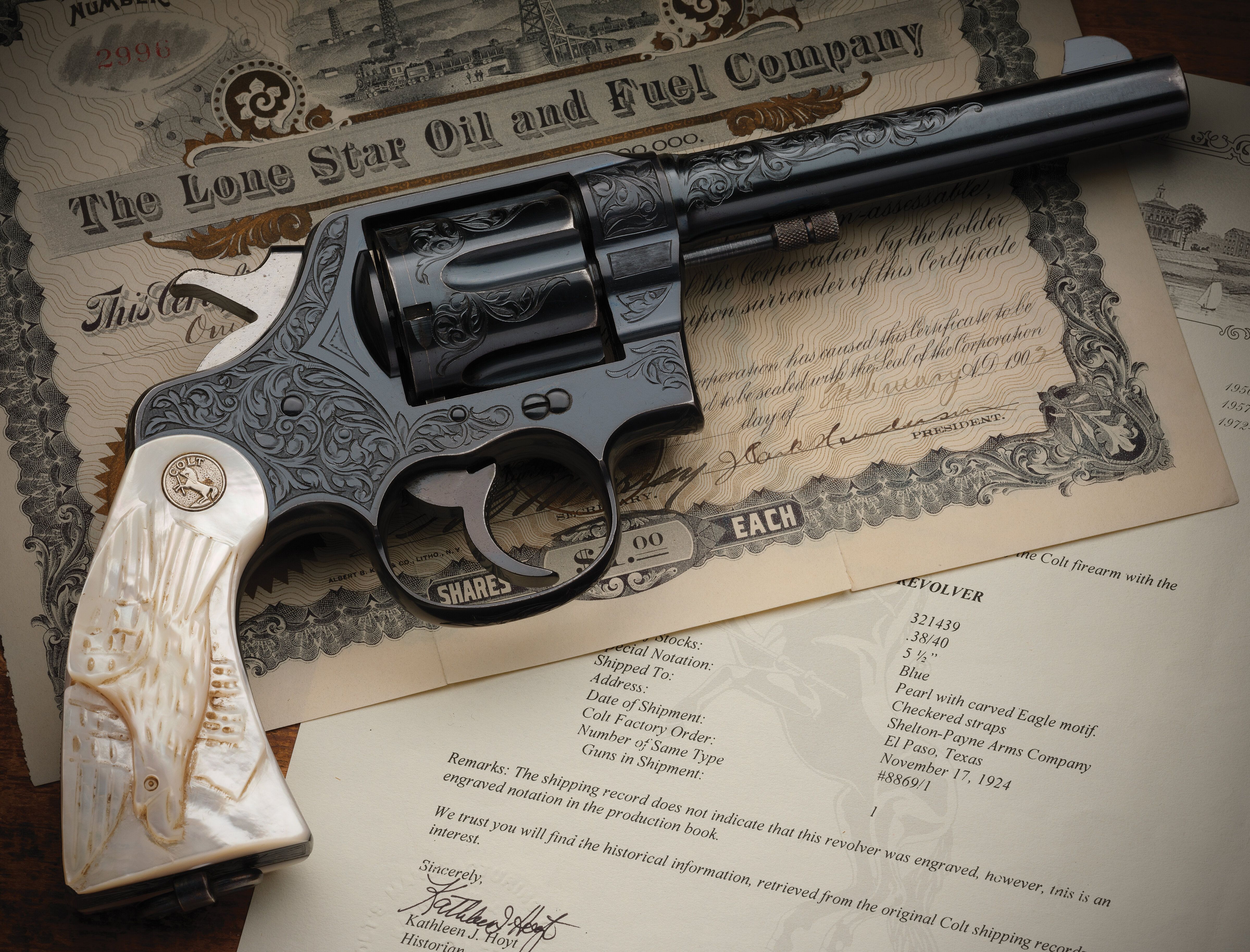 Wilbur Glahn Factory Engraved Colt New Service Revolver | Rock Island ...