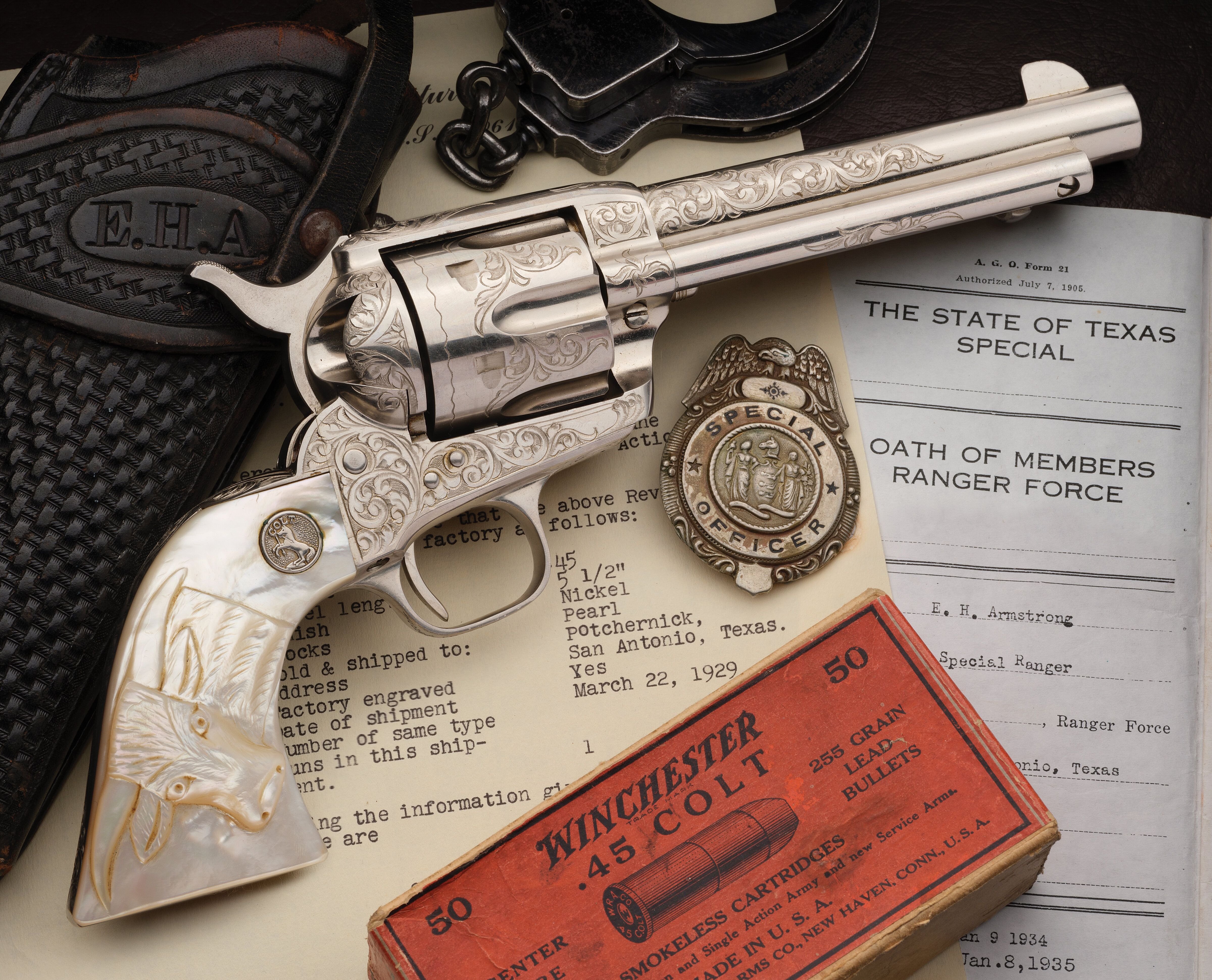 Texas Shipped Glahn Engraved Colt Single Action Army Revolver | Rock ...