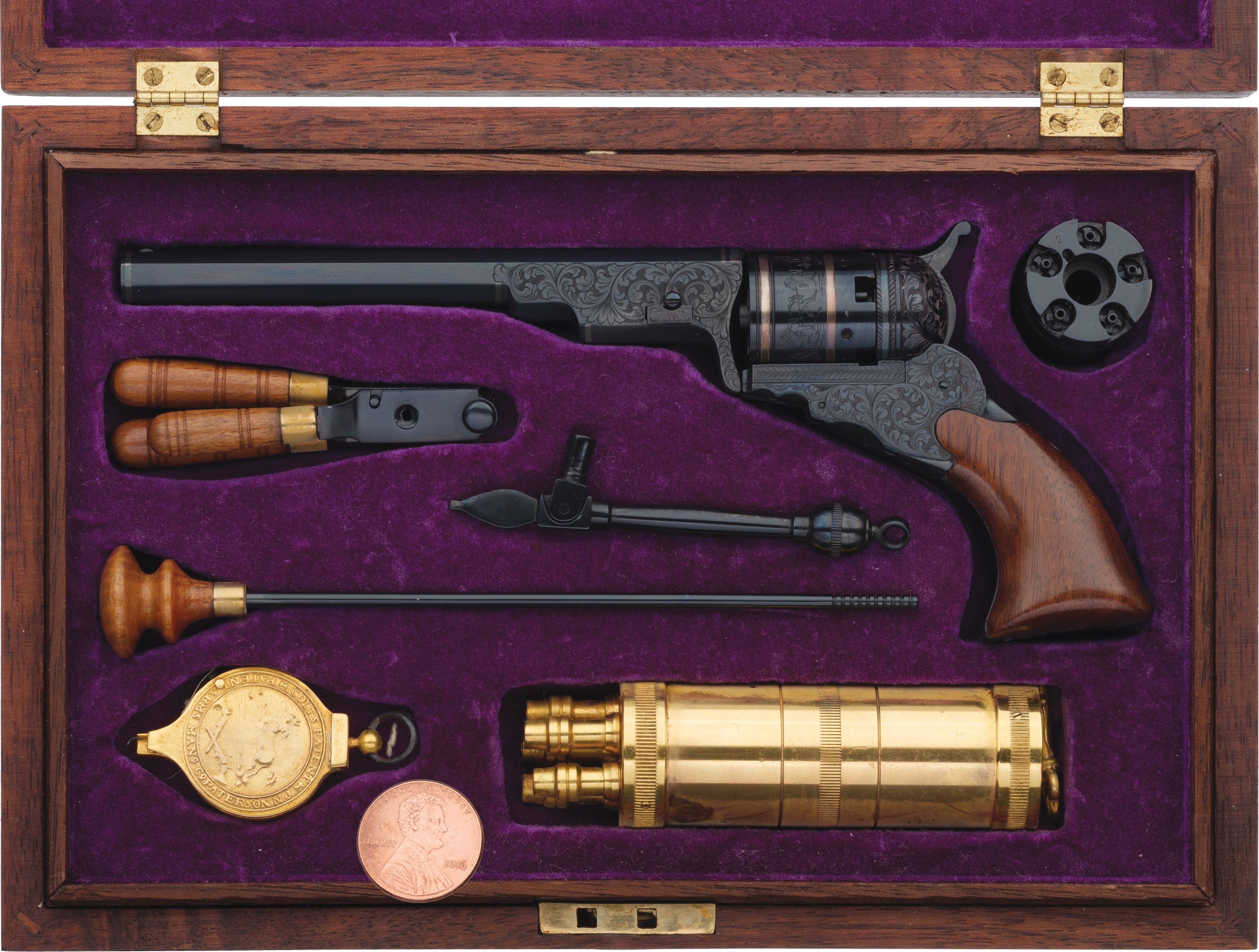 Cased Engraved Miniature Colt "Texas" Paterson No. 5 Revolver | Rock ...