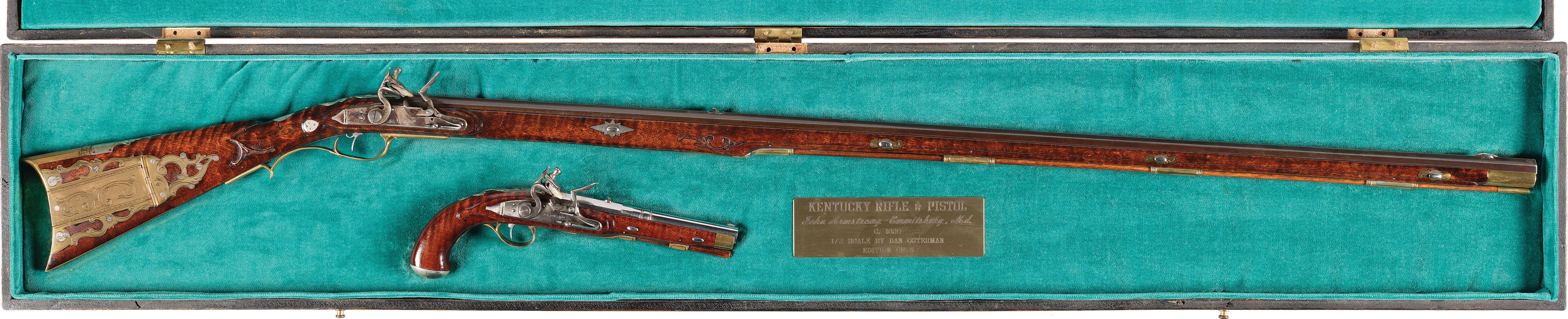 Cased Miniature Flintlock Kentucky Rifle & Pistol by D. Osterman | Rock ...