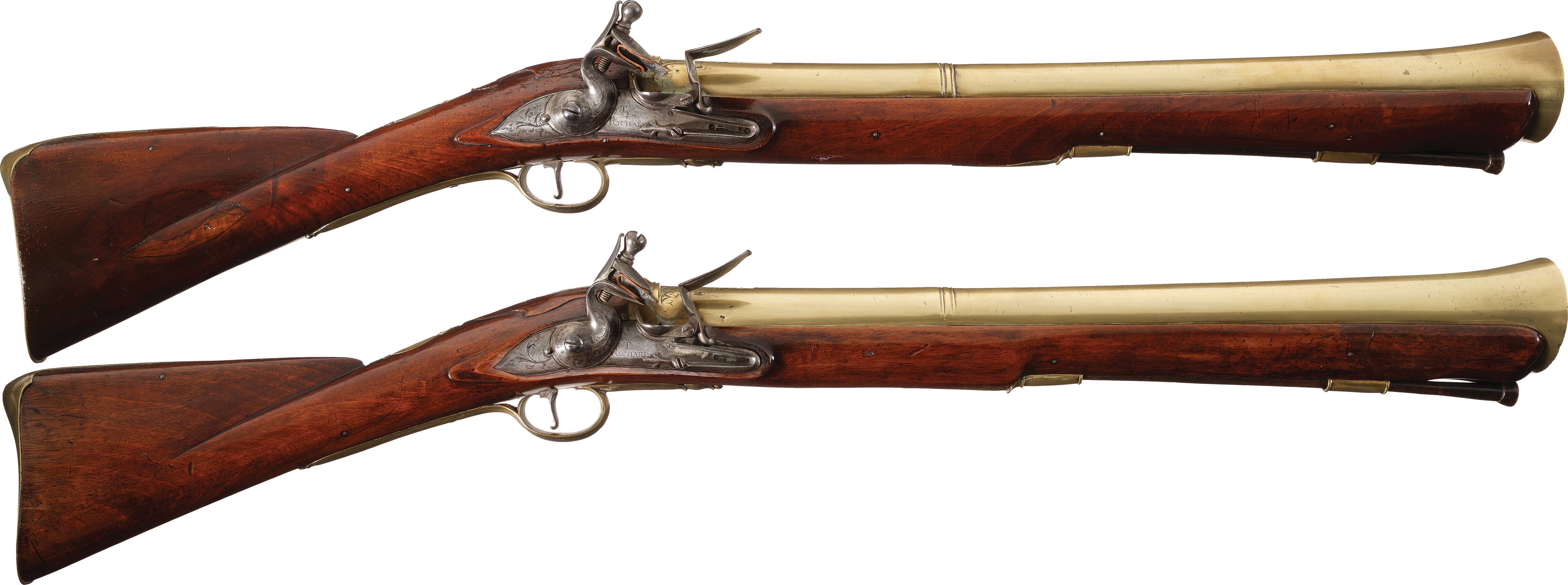 Pair of 1747 Dated Inscribed T. Richards Flintlock Blunderbusses | Rock ...