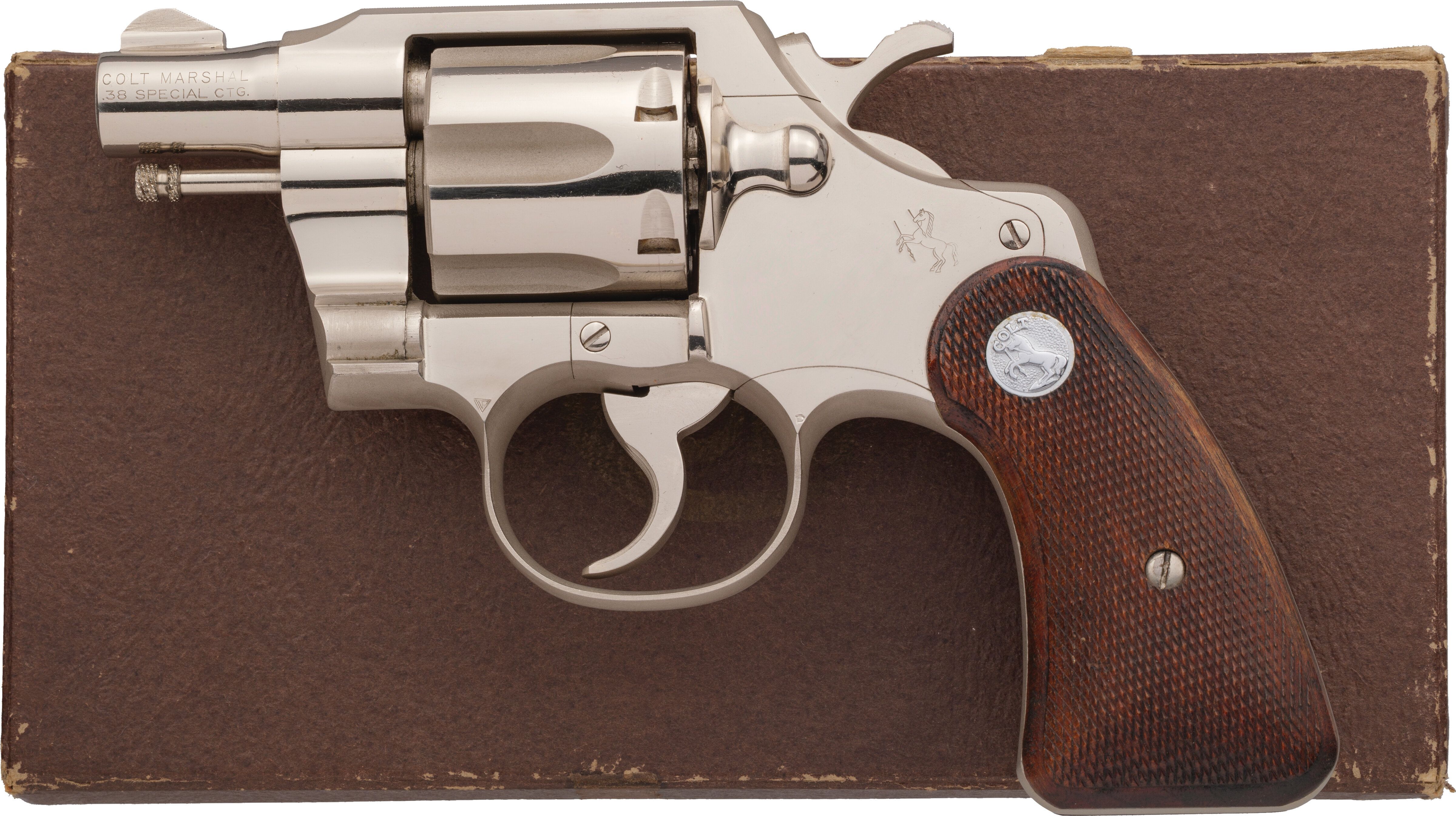 Nickeled Colt Marshall Revolver with Box and Factory Letter | Rock ...
