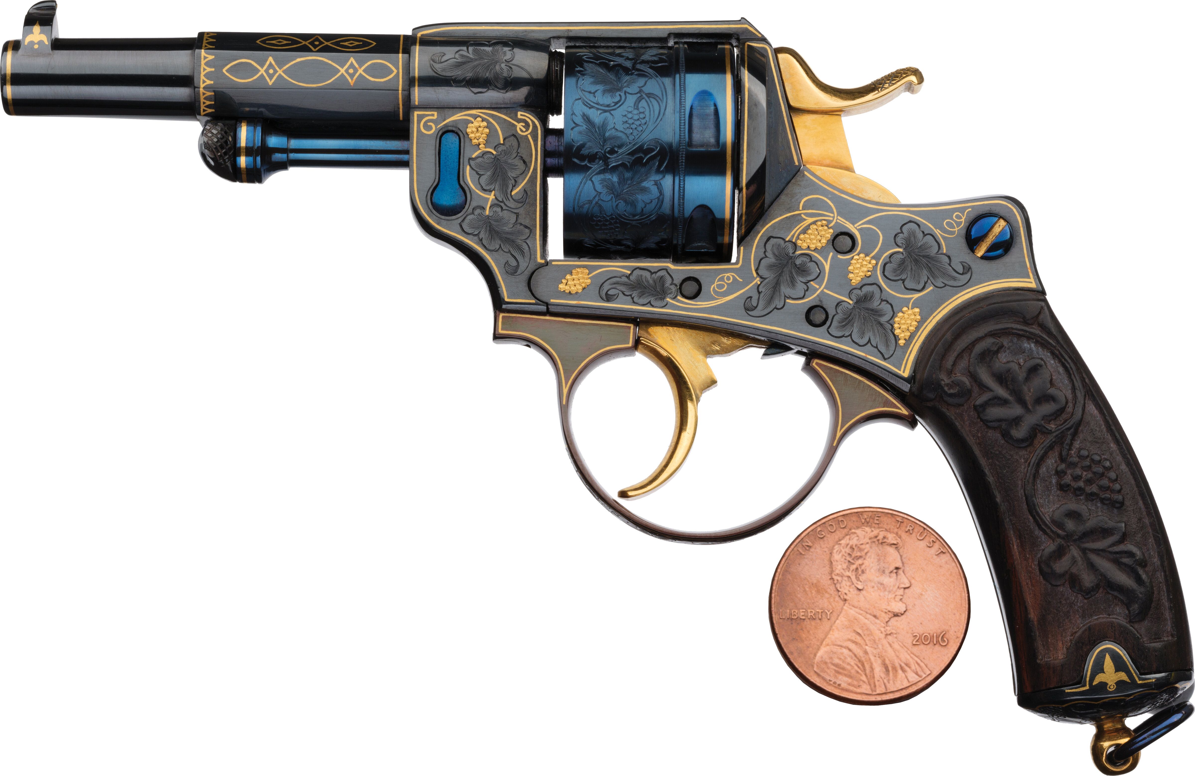 R. Sampson Engraved Gold Inlaid Miniature French 1873 Revolver | Rock ...