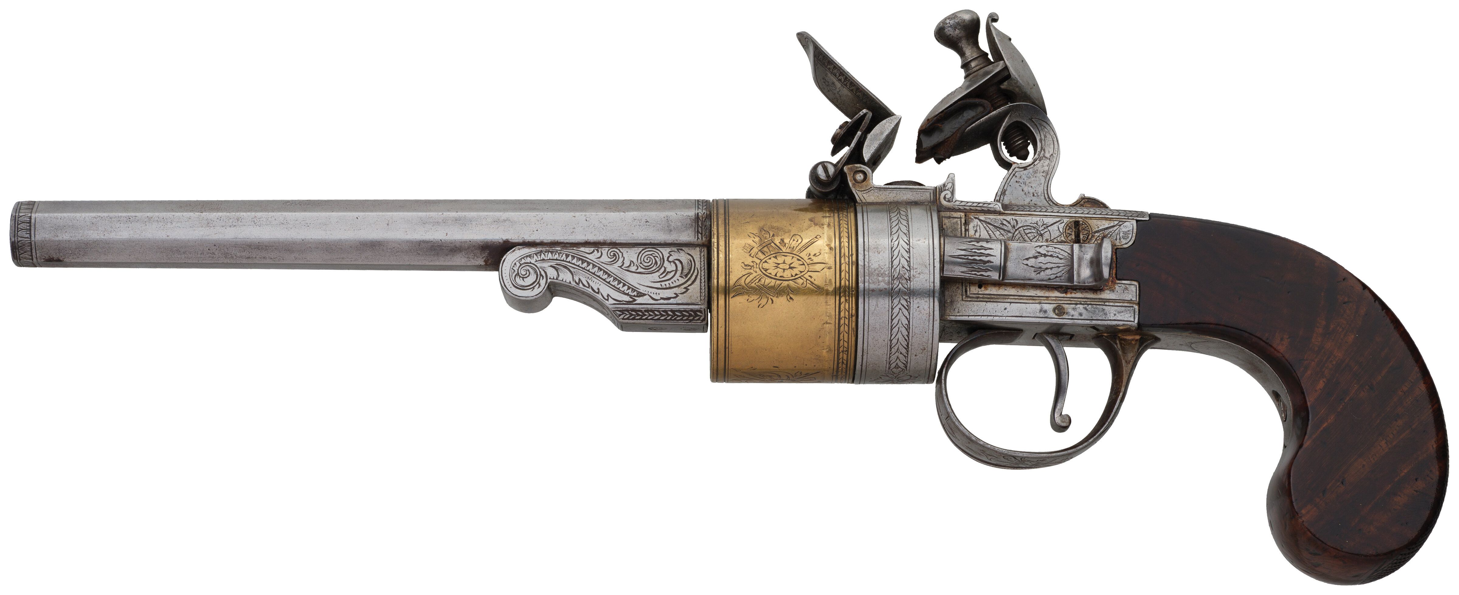 Rare Engraved Howe Boxlock Flintlock Revolver | Rock Island Auction