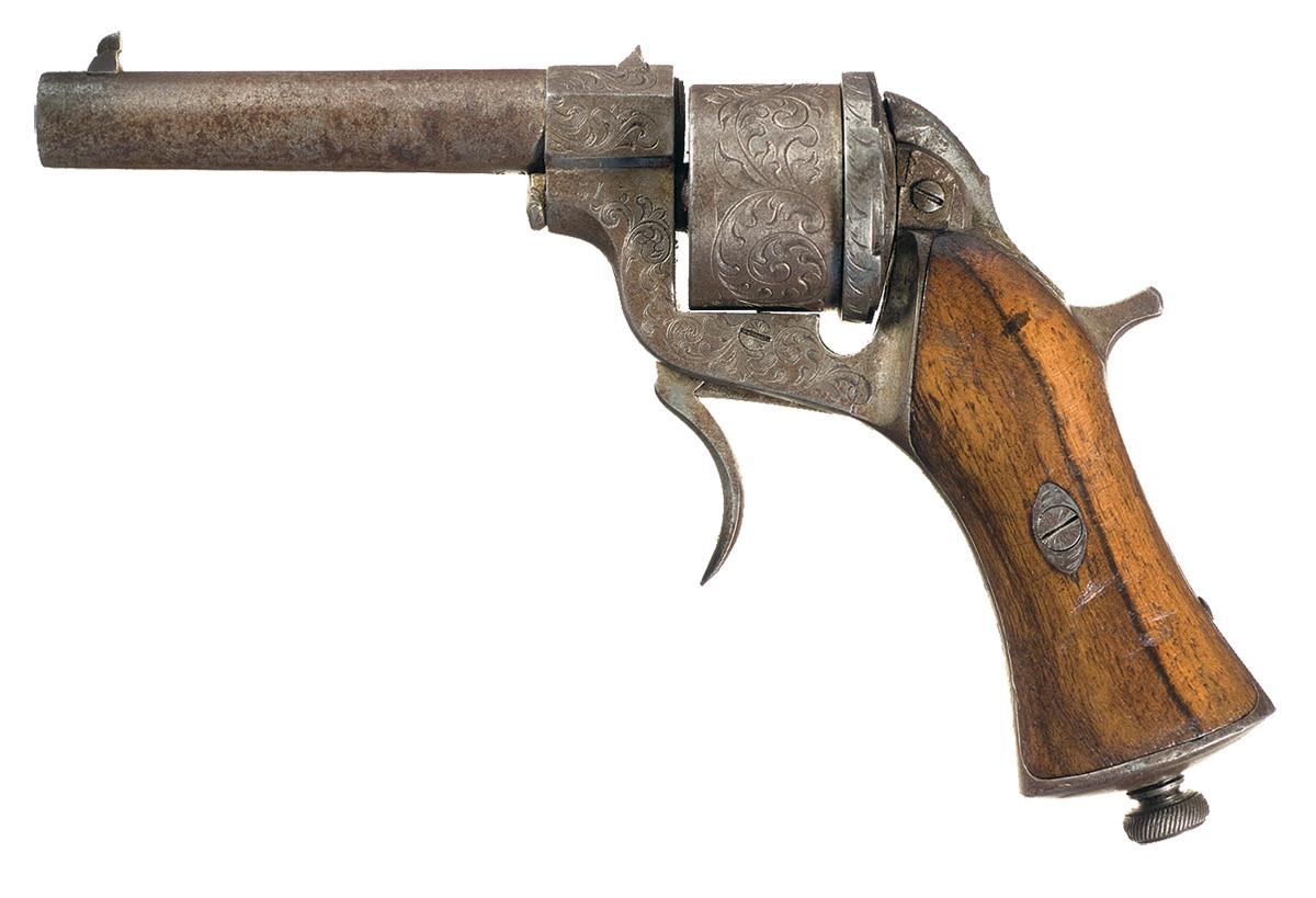 Engraved French Raphael Patent Open Top Double Action Revolver | Rock ...