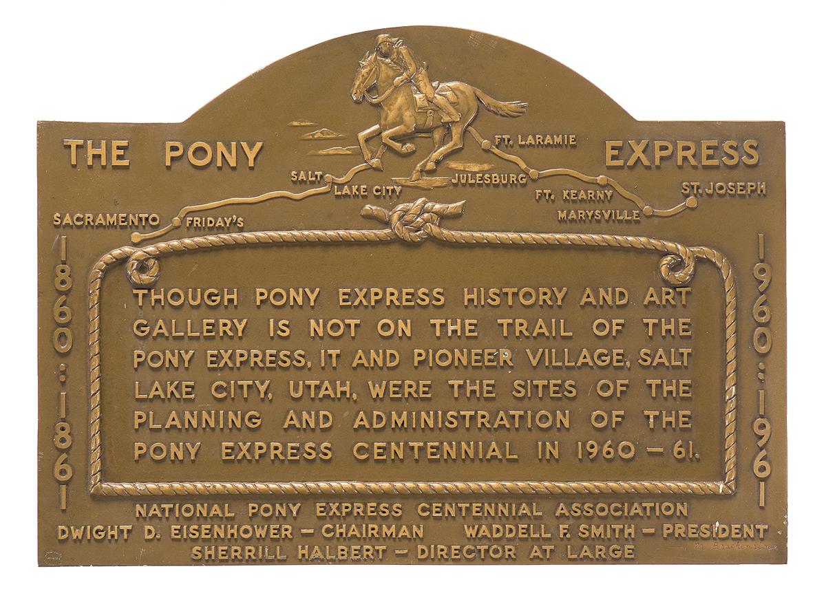 Pony Express Rider Centennial Bronze Plaque by M. Brackenridge | Rock ...
