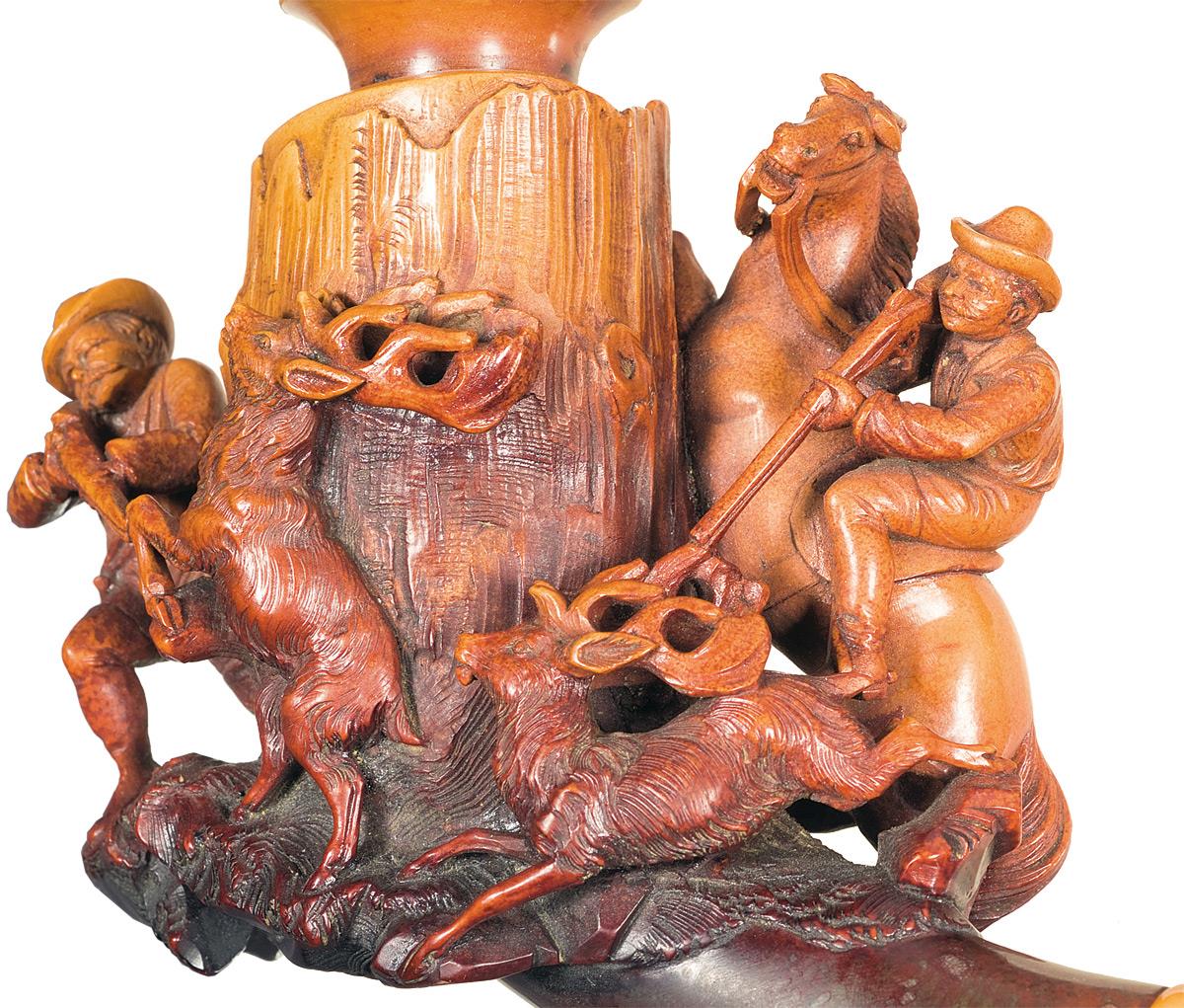 Excellently Carved Massive Meerschaum Pipe with Elaborate Huntin | Rock ...