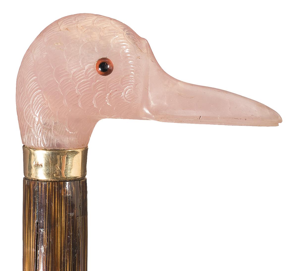 Exceptional 'Suitcase Cane' with Carved Jade Ducks Head Handle | Rock ...
