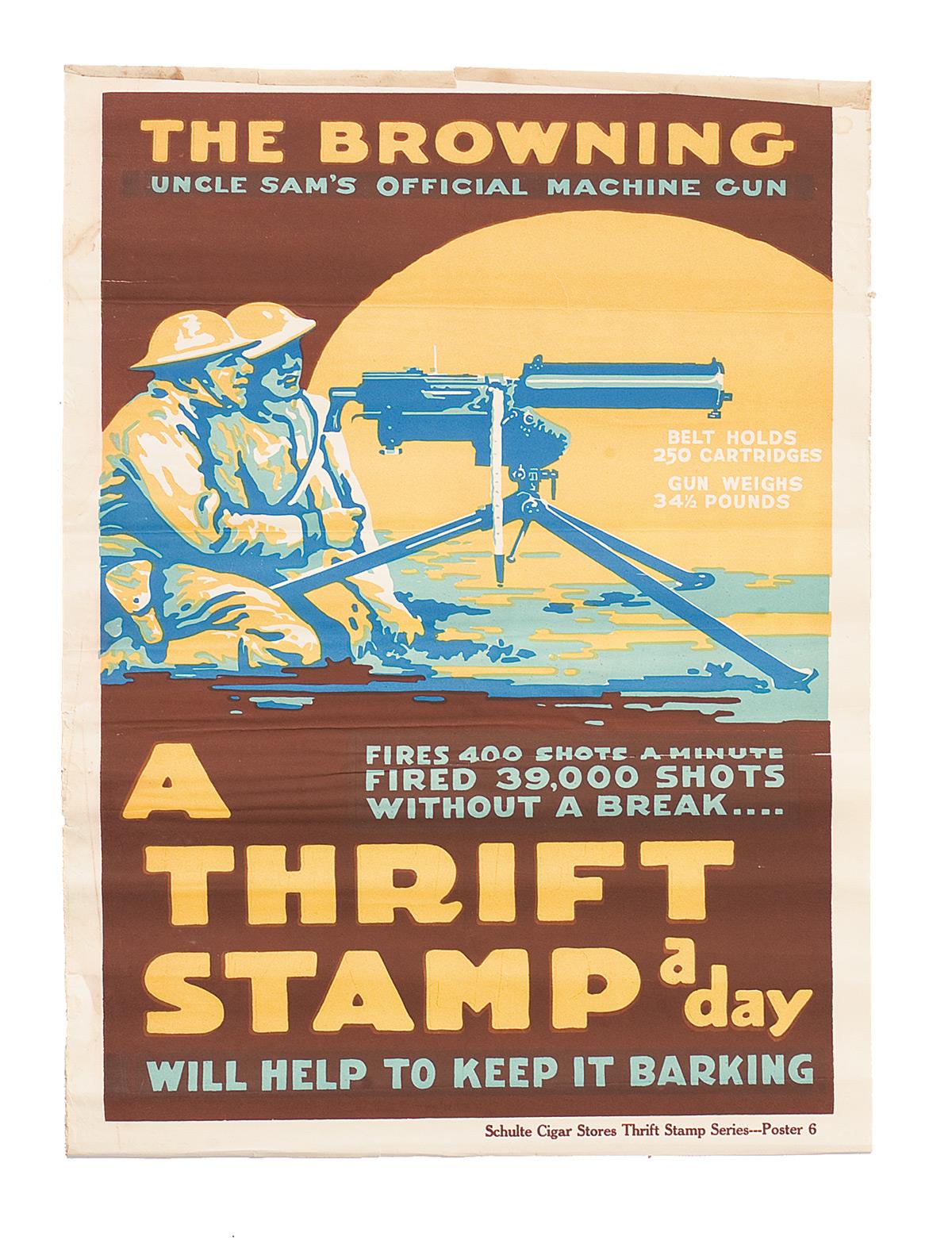 Rare WWI U.S. Thrift Stamp Browning Machine Gun Propaganda Poste | Rock ...