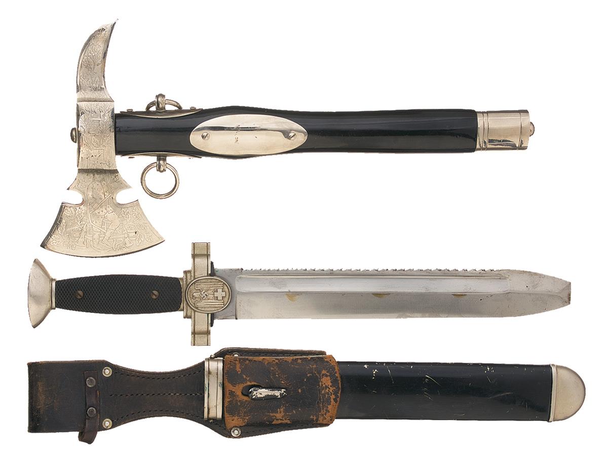 Nazi Fireman's Parade Hatchet and Red Cross Knife | Rock Island Auction