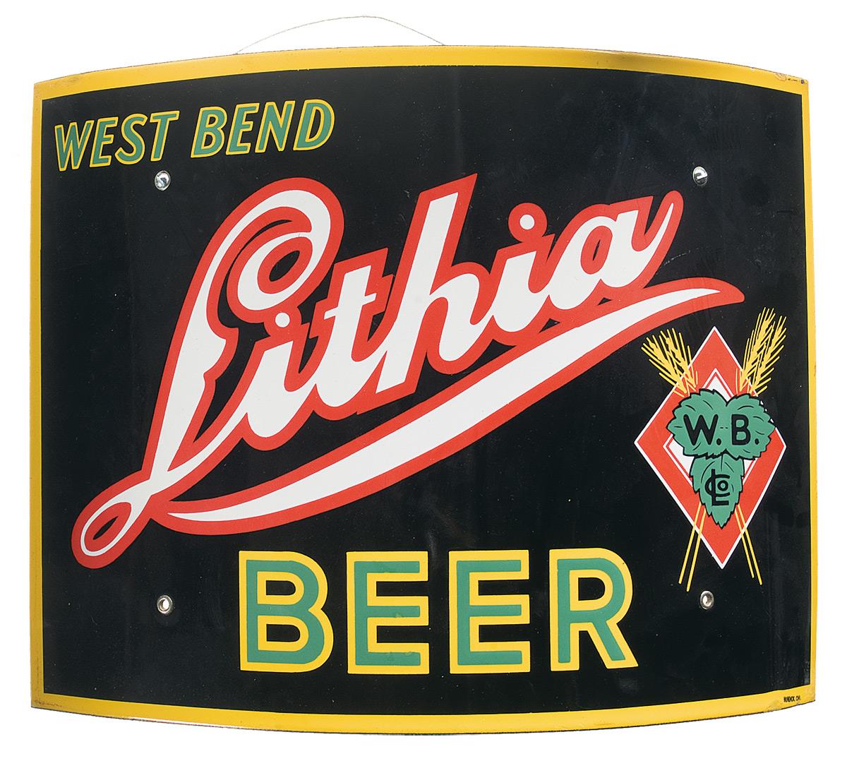 West Bend Lithia Beer Porcelain Enamel Sign | Rock Island Auction
