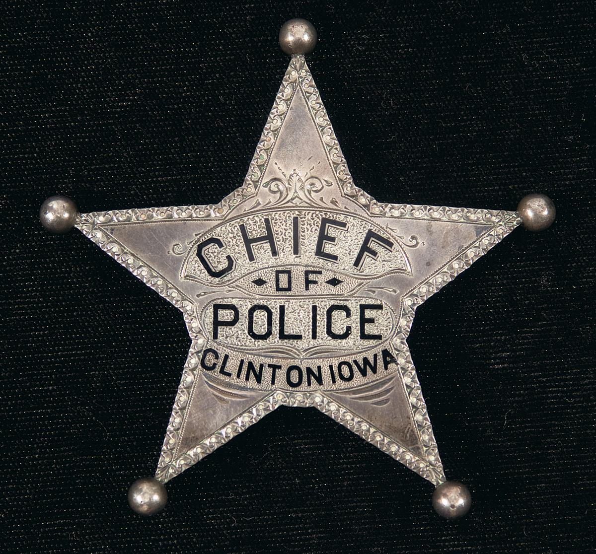 Antique Engraved Silver Chief of Police Badge for Clinton, Iowa, | Rock ...