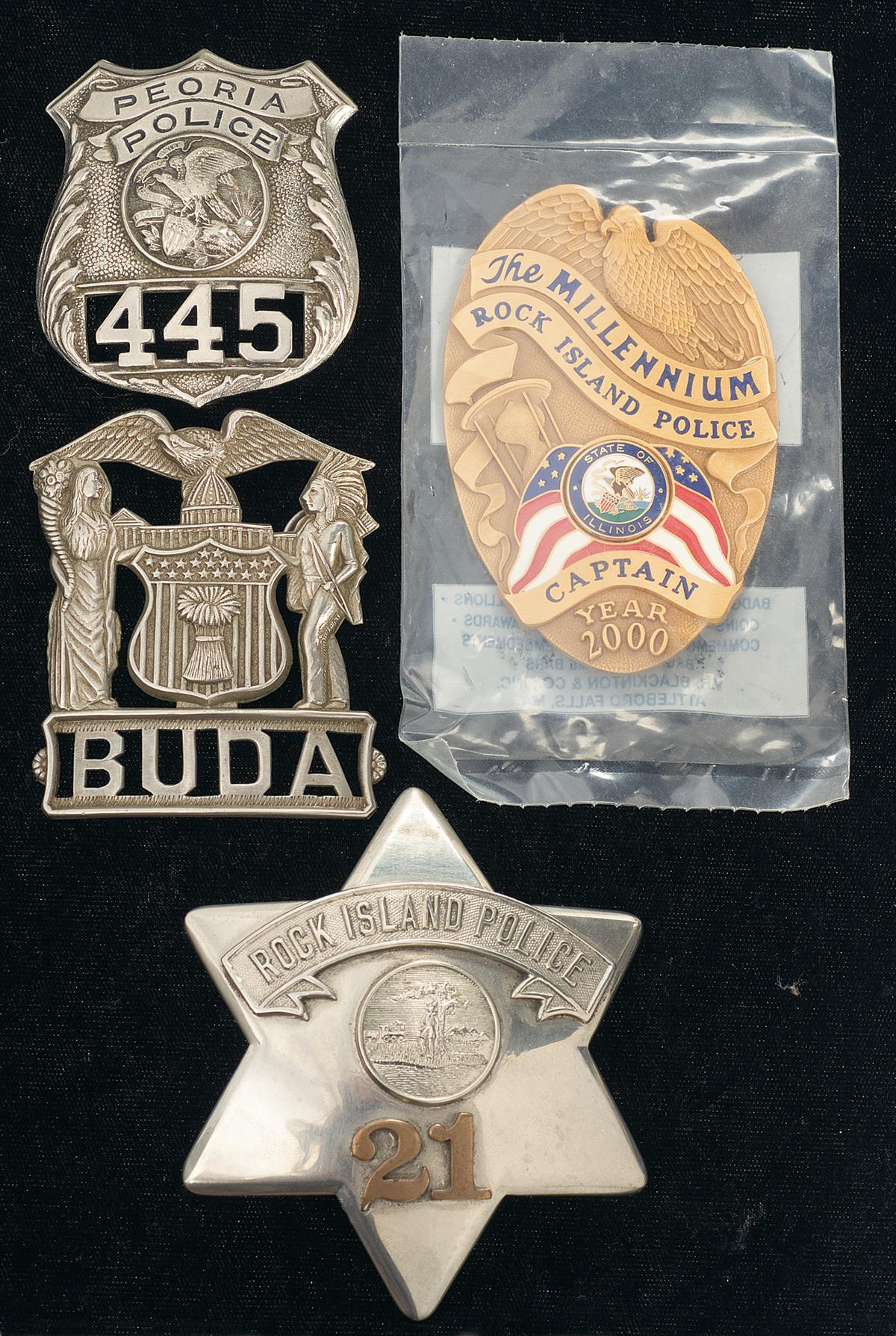 Four Police Badges from Cities and Towns in Illinois | Rock Island Auction