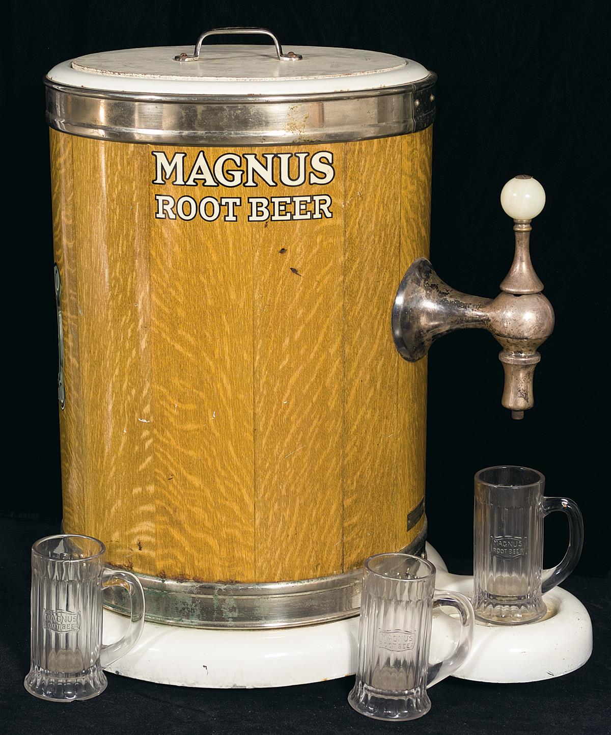 Magnus Root Beer Dispenser with Steins | Rock Island Auction