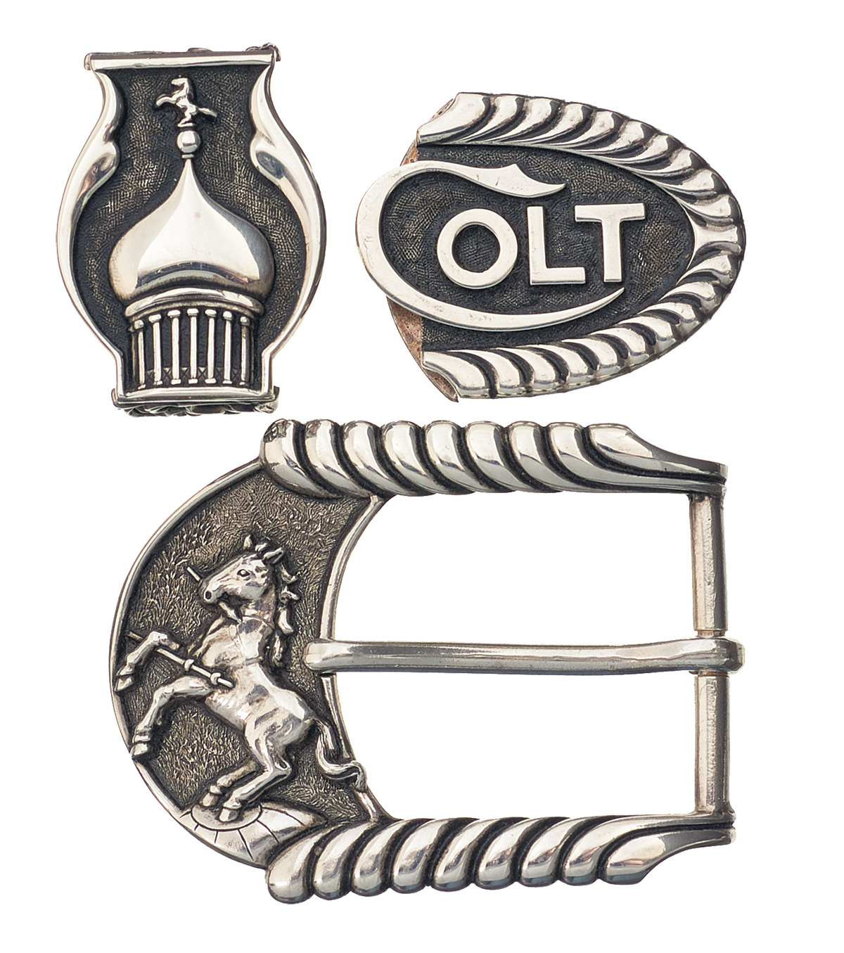 Colt Sterling Silver Belt Buckle and Fittings | Rock Island Auction