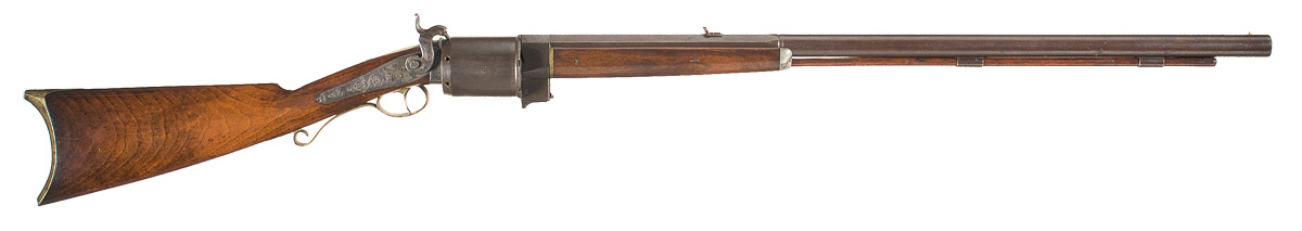 Scarce Engraved William Billinghurst Pill Lock Revolving Rifle | Rock ...