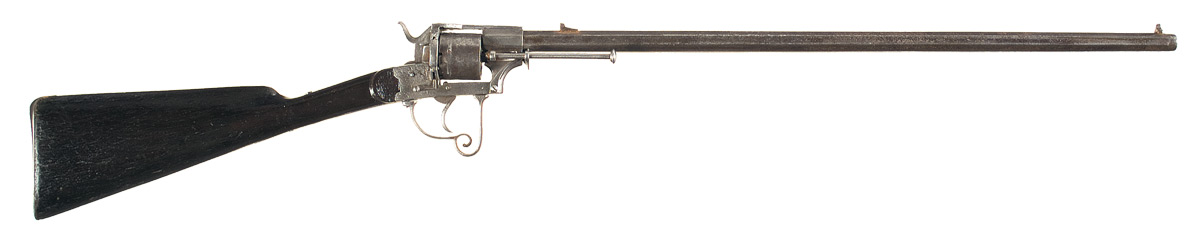 Engraved Unmarked Pinfire Revolving Rifle | Rock Island Auction