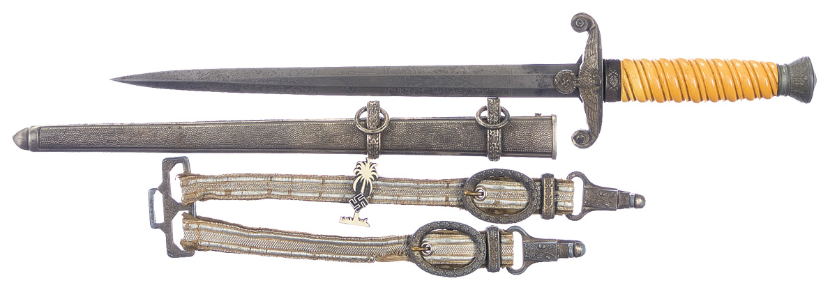 Nazi Army Dagger with Decorative Etching, Sheath and Belt Hanger | Rock ...