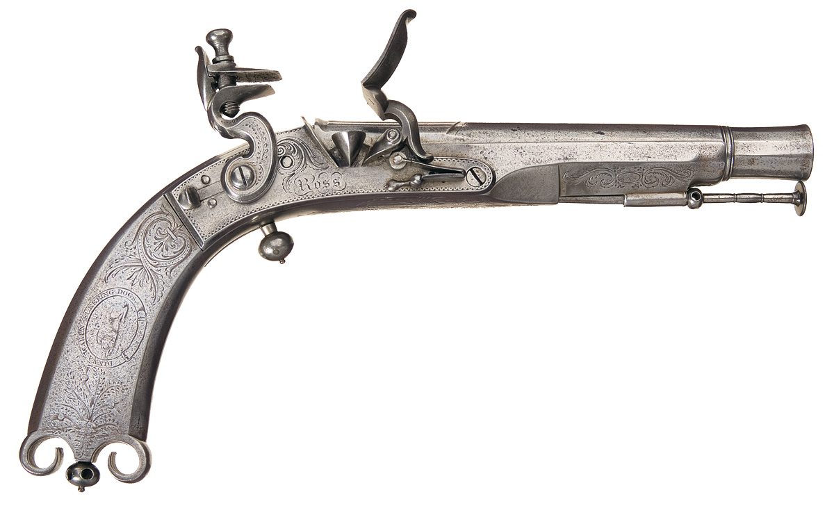 Pair of Fine Ross Scottish Metal Flintlock Pistols | Rock Island Auction