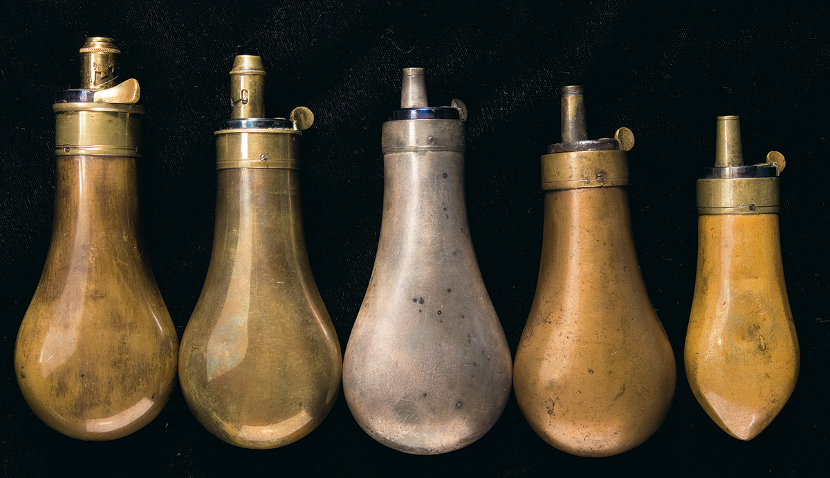 Five Powder Flasks for Pocket Pistols | Rock Island Auction