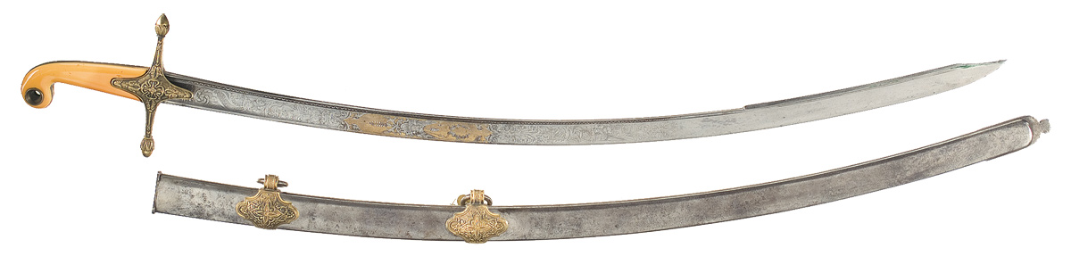 Finely Decorated German Made Mameluke Saber with Ivory Grip, Gol | Rock ...