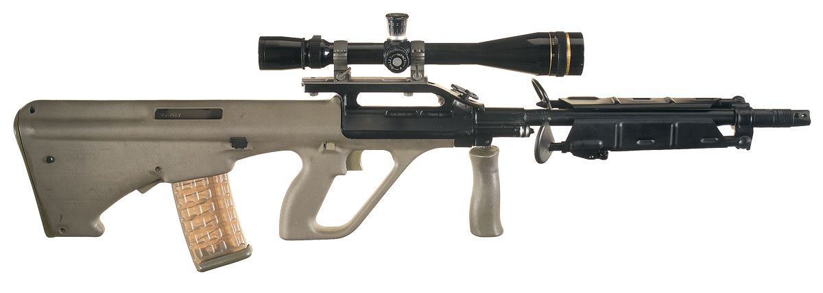 Steyr Model Aug Semi Automatic Rifle With Scope And Bipod Rock Island Auction