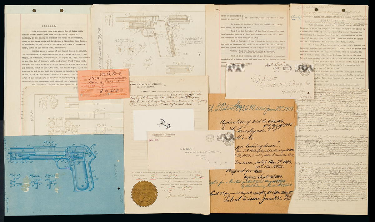 Large Grouping of Original Patent and Royalty Papers with Colt a | Rock ...